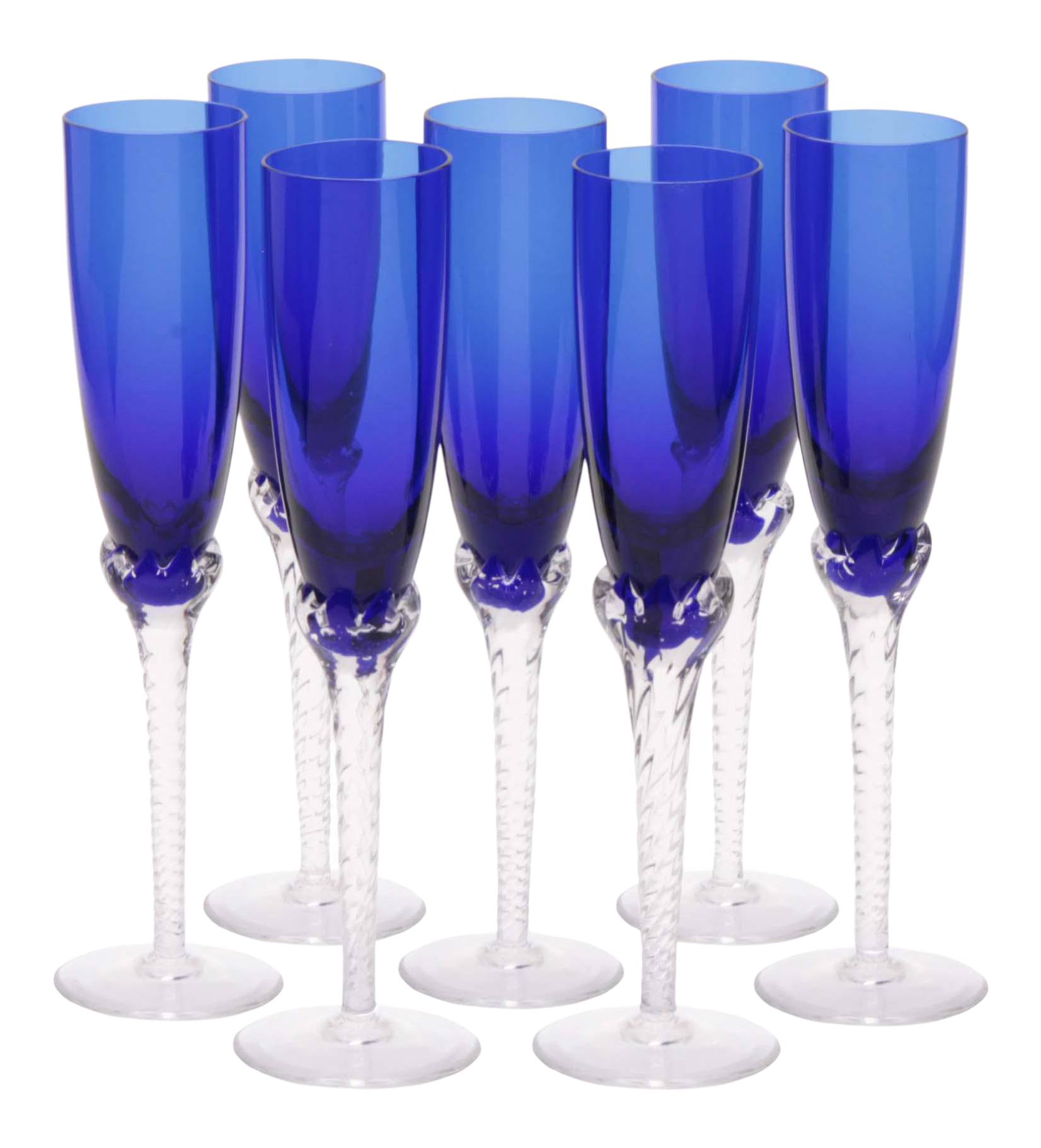 Clear Champagne Flutes With Blue Twisted Bottom Kitchen & Dining Drink ...