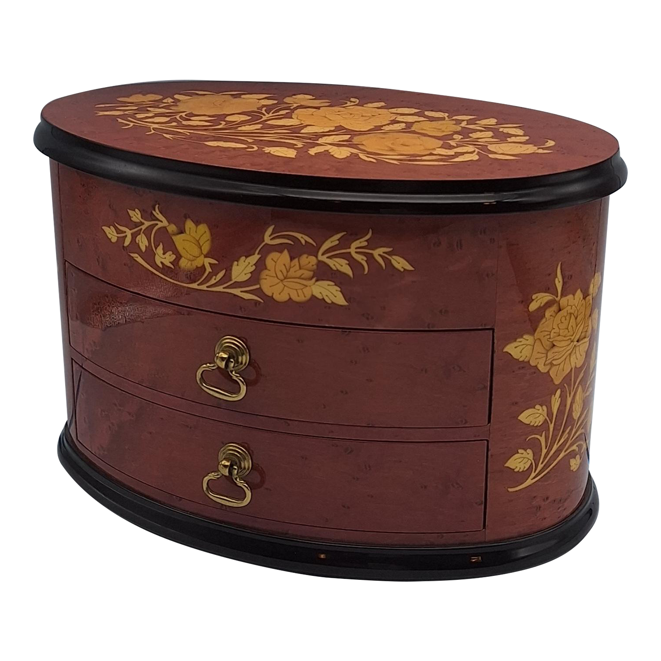 Vintage Marquetry Italian Jewelry Box by Reuge With Swiss Made Music ...