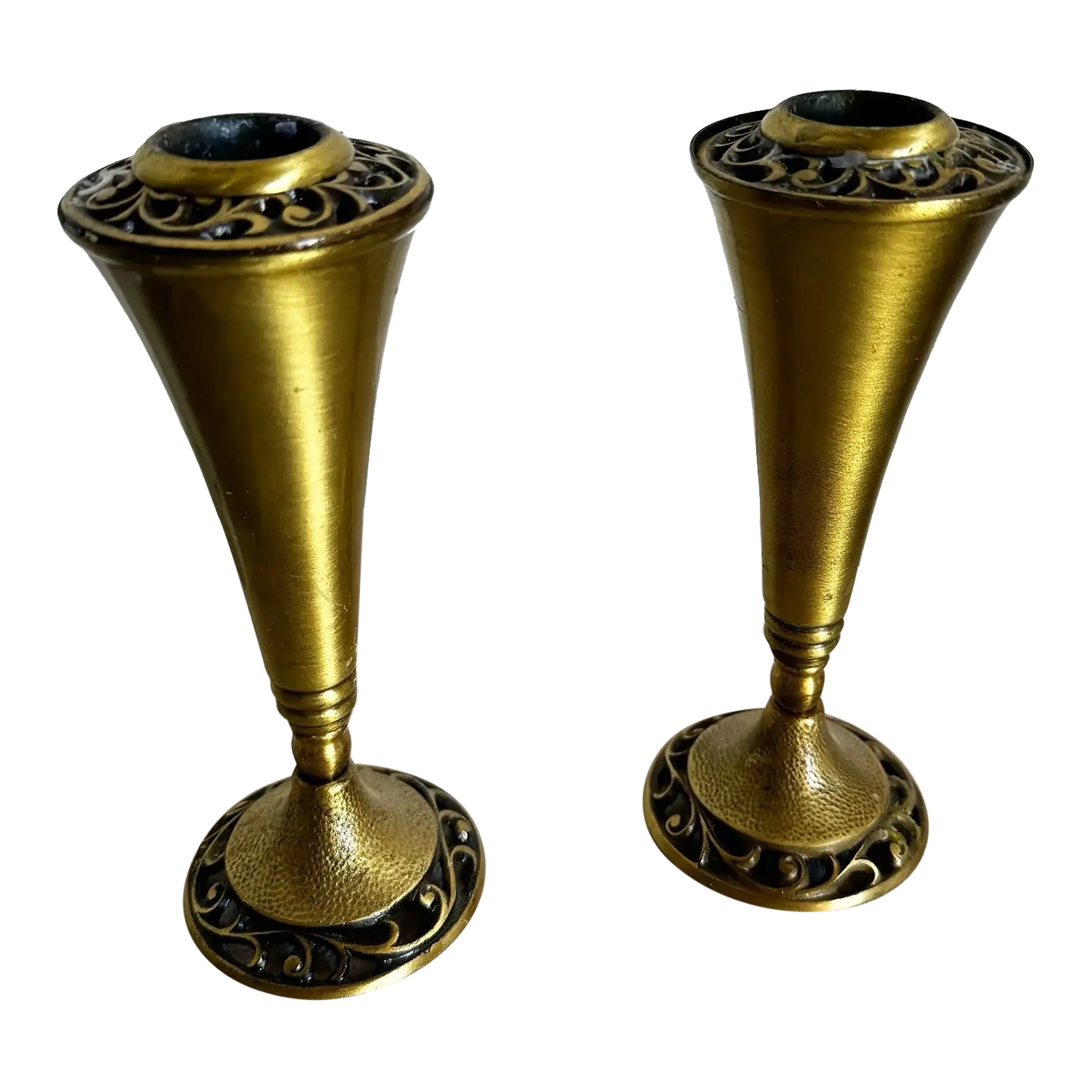 Vintage Israeli Brass Shabbat Candle Stick Holders - a Pair | Chairish