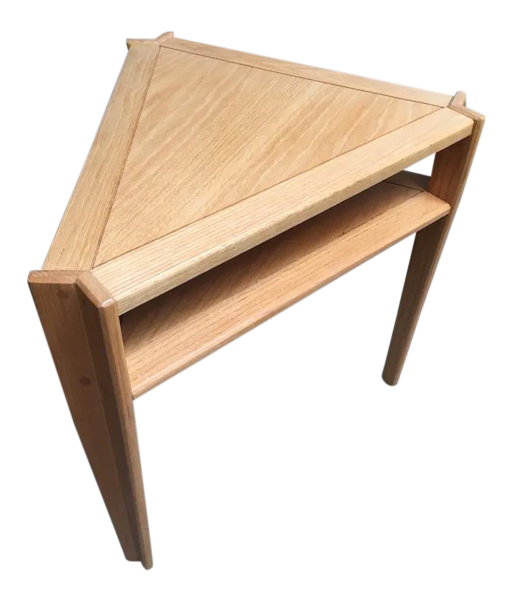 Studio Triangular Side Table in Solid Oak | Chairish