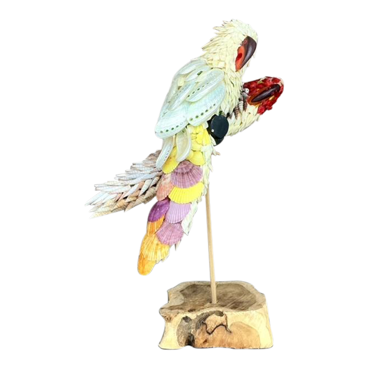 Vintage Shell Encrusted Pair of Parrots | Chairish