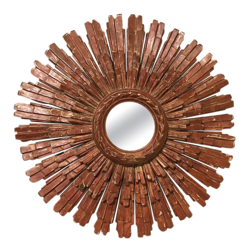 Mid Century Italian Red Starburst Mirror by Palladio | Chairish