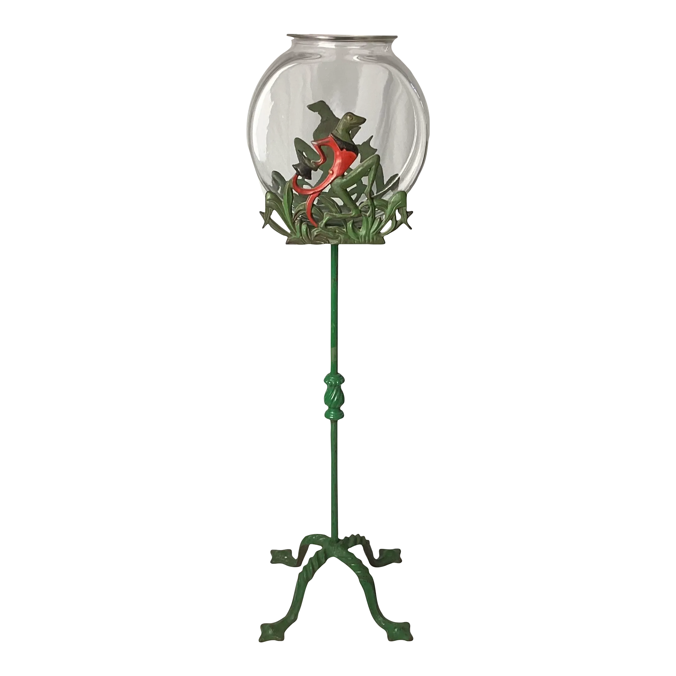 1930s Art Deco Standing Fish Bowl With Dapper Frogs Holding the Bowl ...
