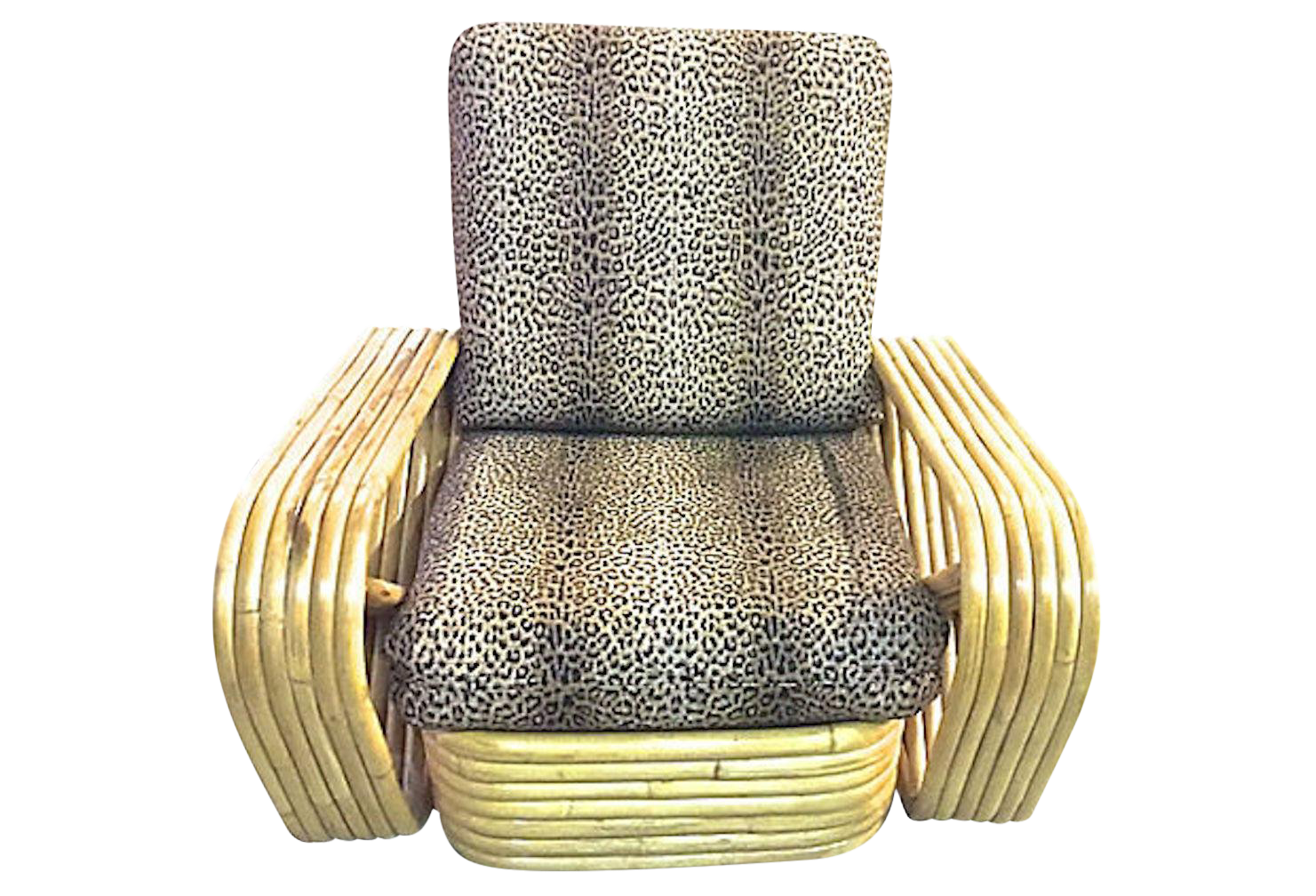 Midcentury Rattan & Leopard Club Chair | Chairish