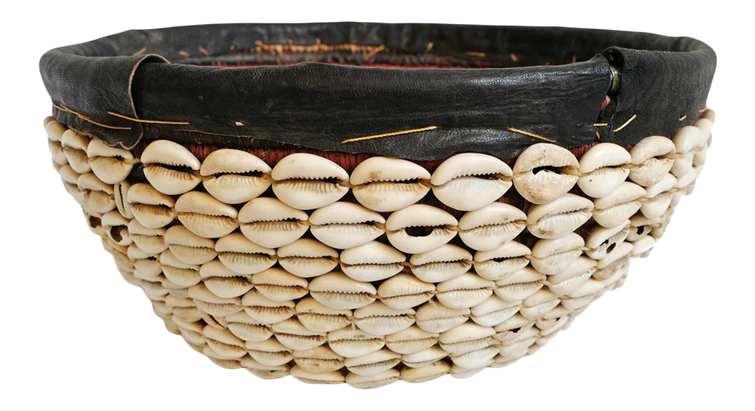 Vintage Cowry Shell Basket | Chairish