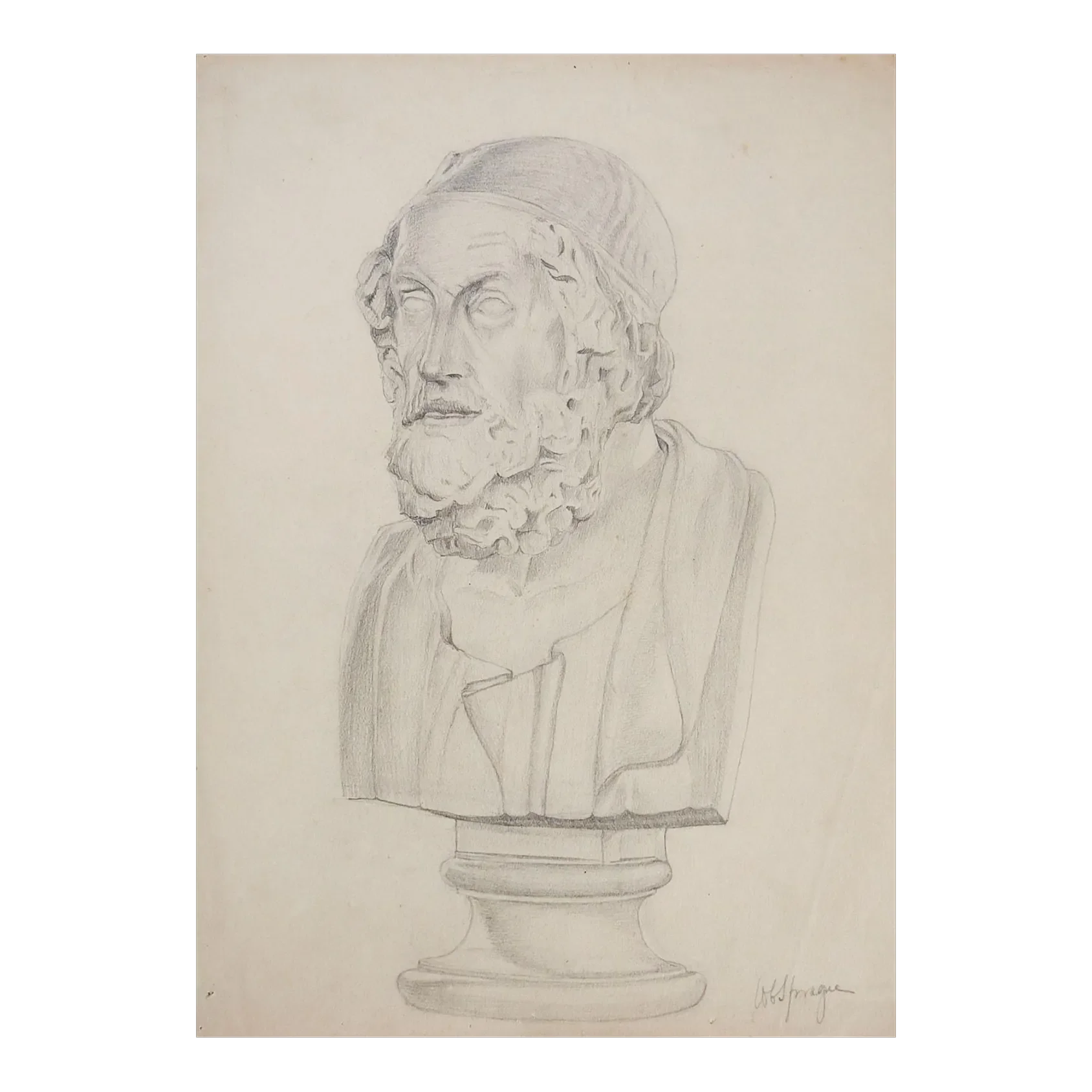 Antique Carved Bust Drawing Study | Chairish