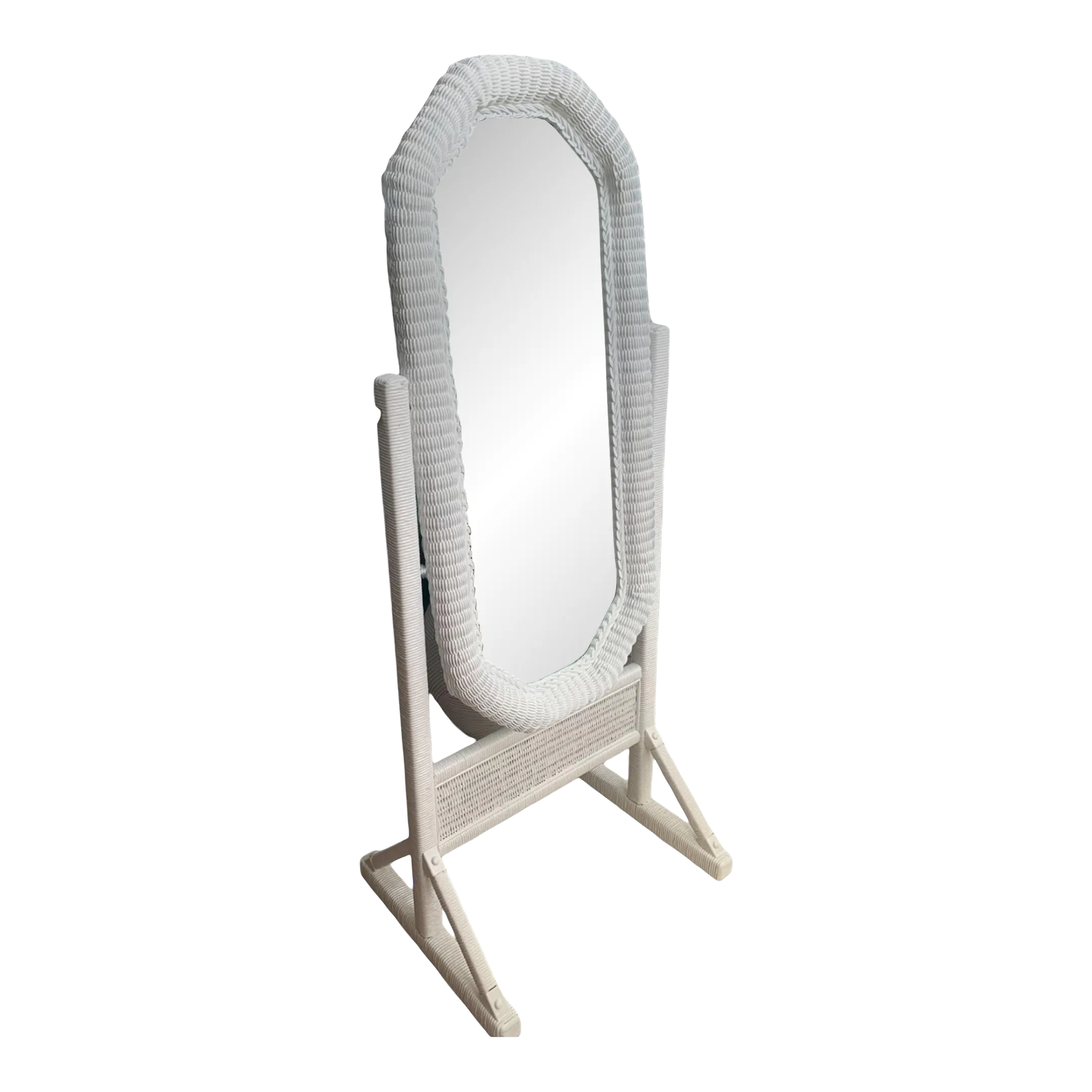 Late 20th Century Full Length Wicker Dressing Standing Mirror Standing ...