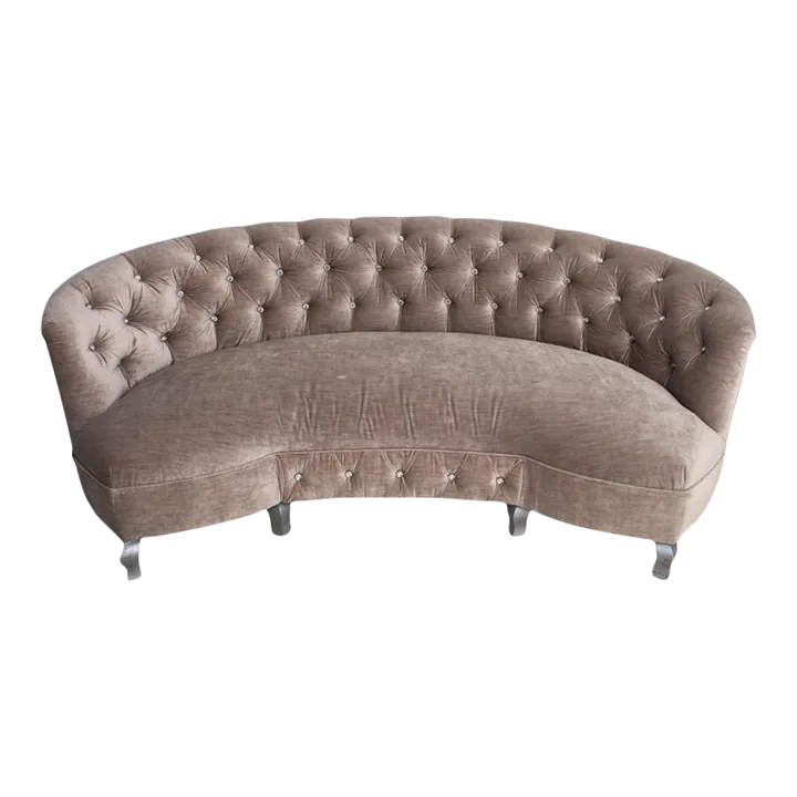 Hollywood Regency Modern Glam Velvet Crescent Sofa | Chairish