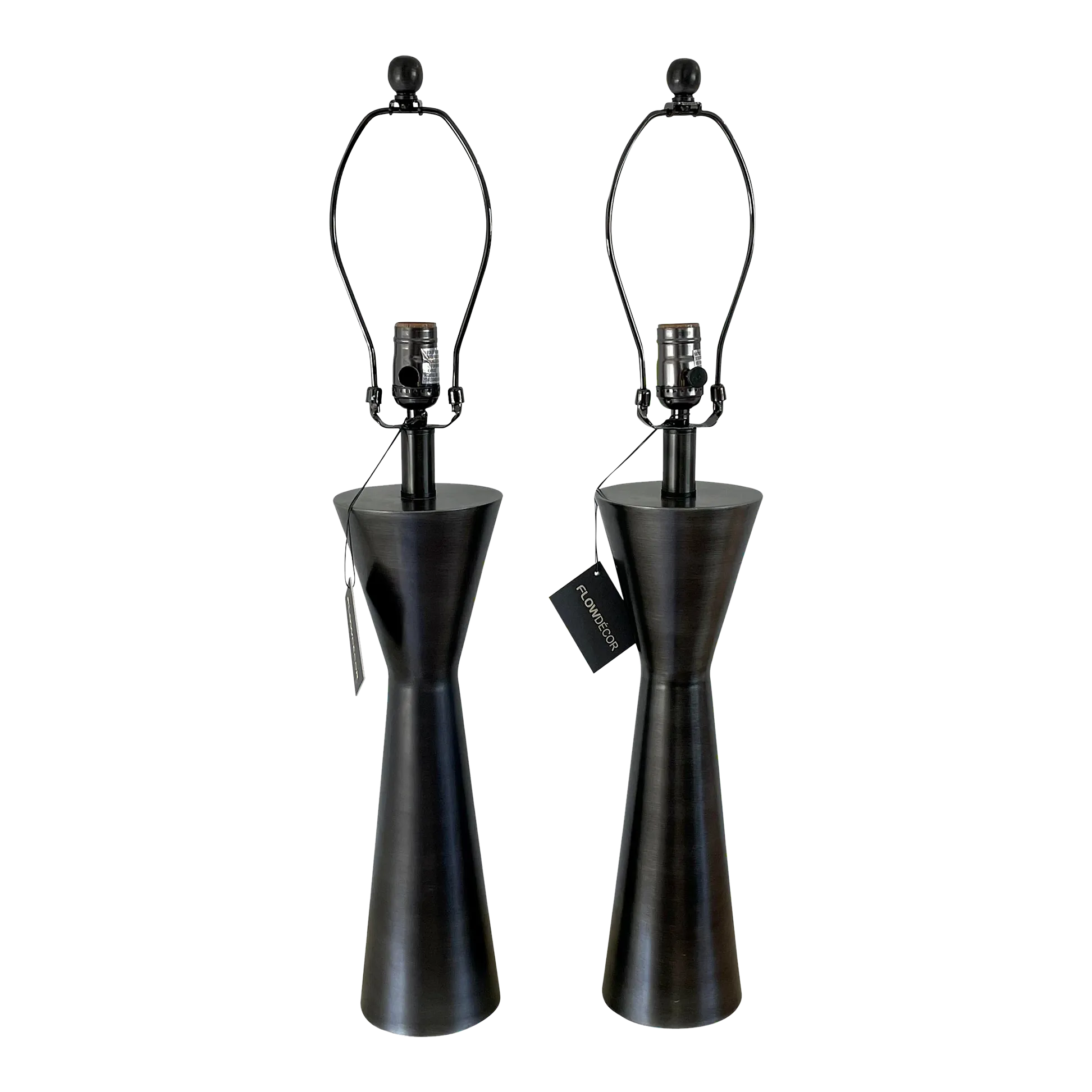 Pair of Contemporary Flow Decor ‘Essex’ Antiqued Black Table Lamps ...