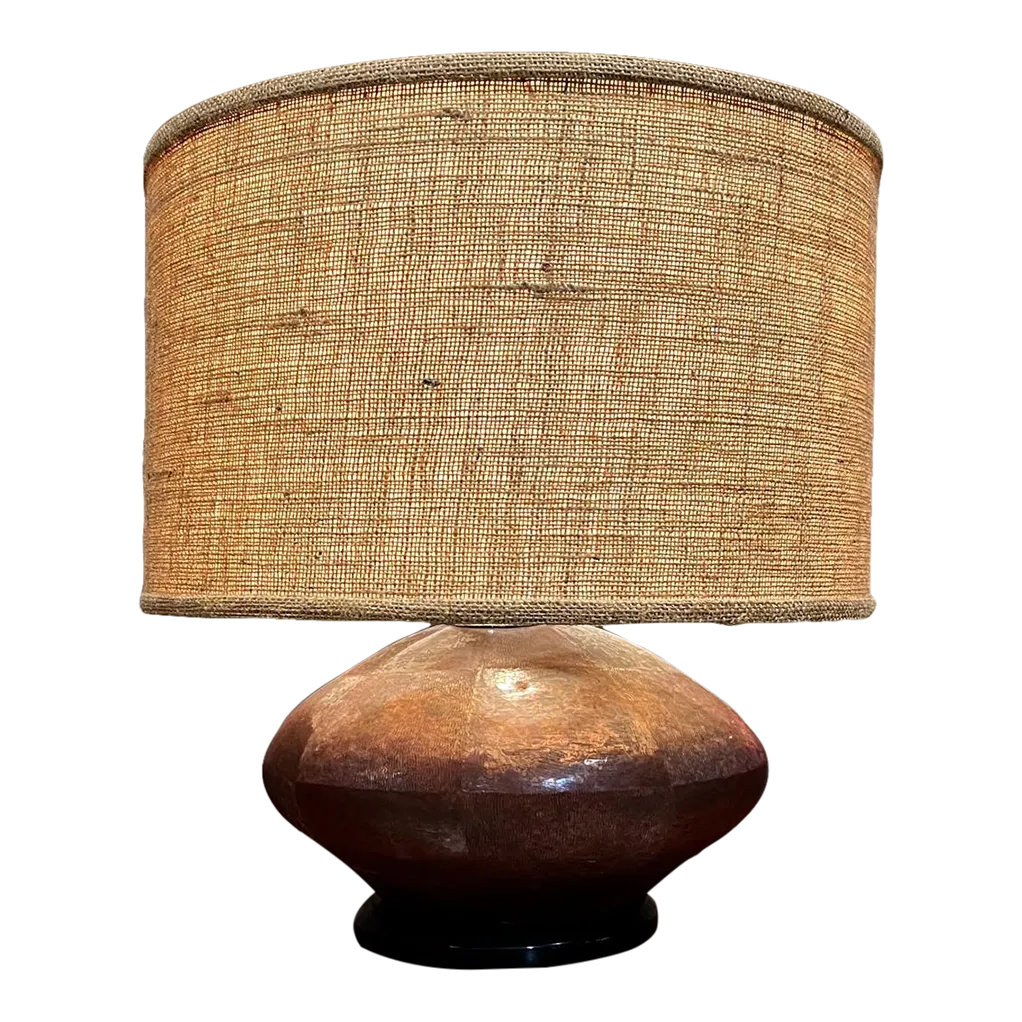 1970s Fat Table Lamp Patinated Copper Handmade Mexico | Chairish