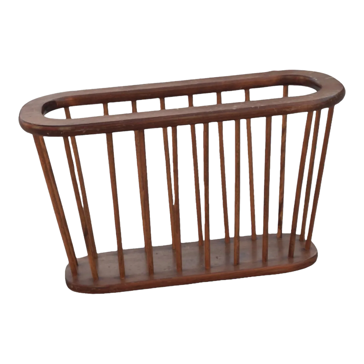 1970s MCM Dark Brown Teak Wood Urmanoff Spindle Style Magazine Rack ...