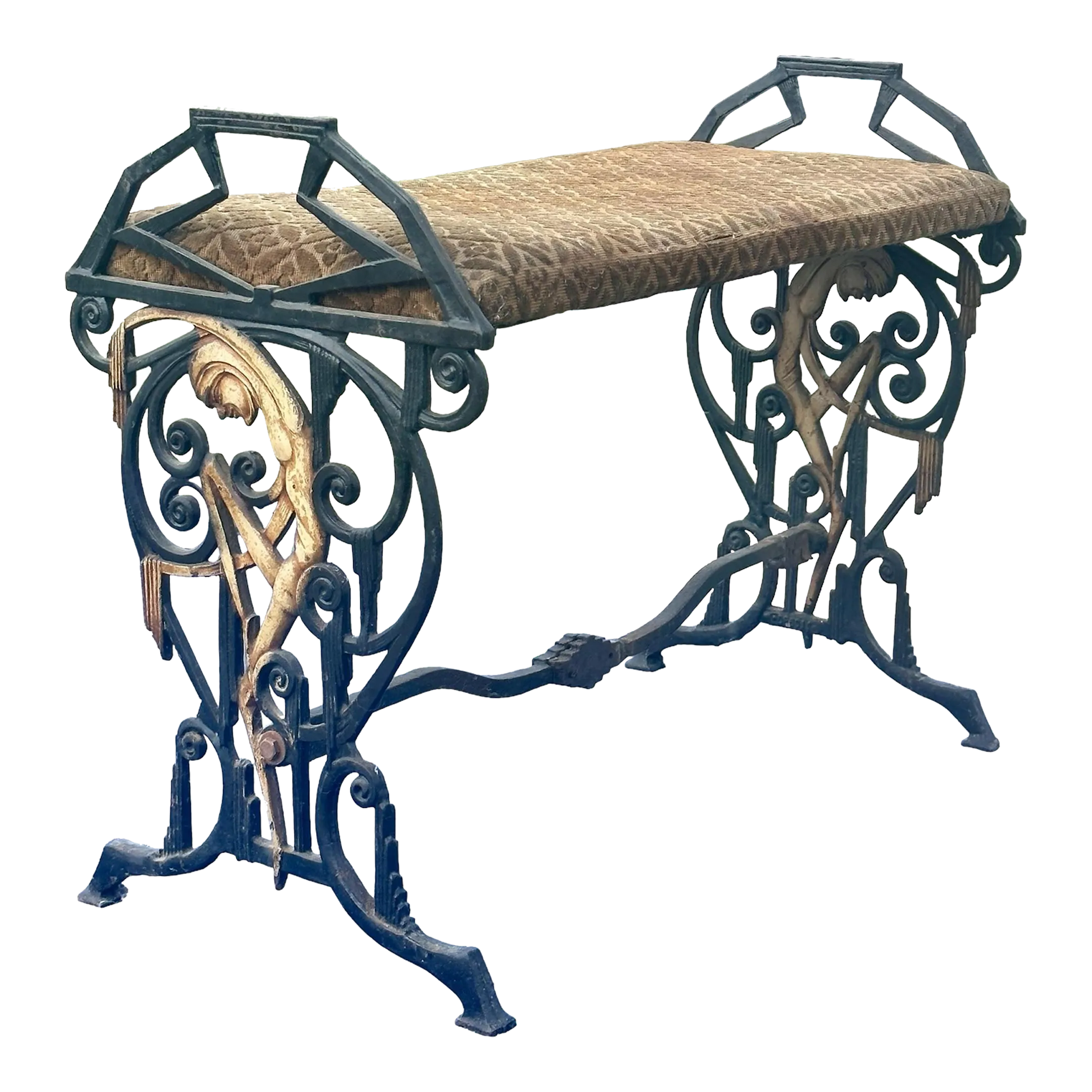 Early 20th Century Antique Art Deco Cast Iron Vanity / Window Bench ...