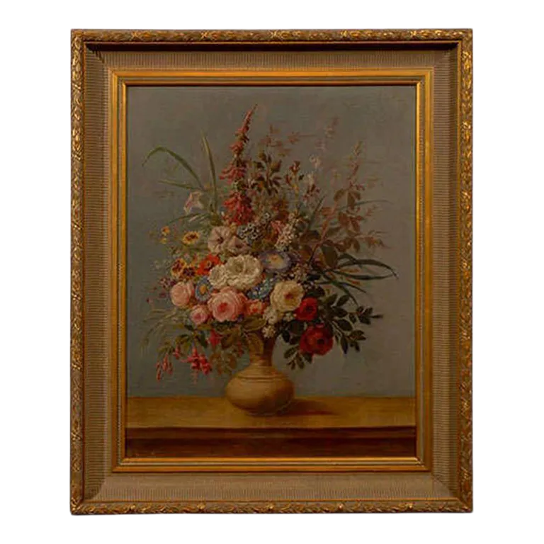 Italian Rococo 1770s Framed Still-Life Painting Depicting a Bouquet of ...