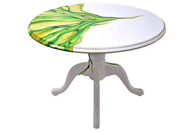Artistic Hand Painted Round Table | Chairish