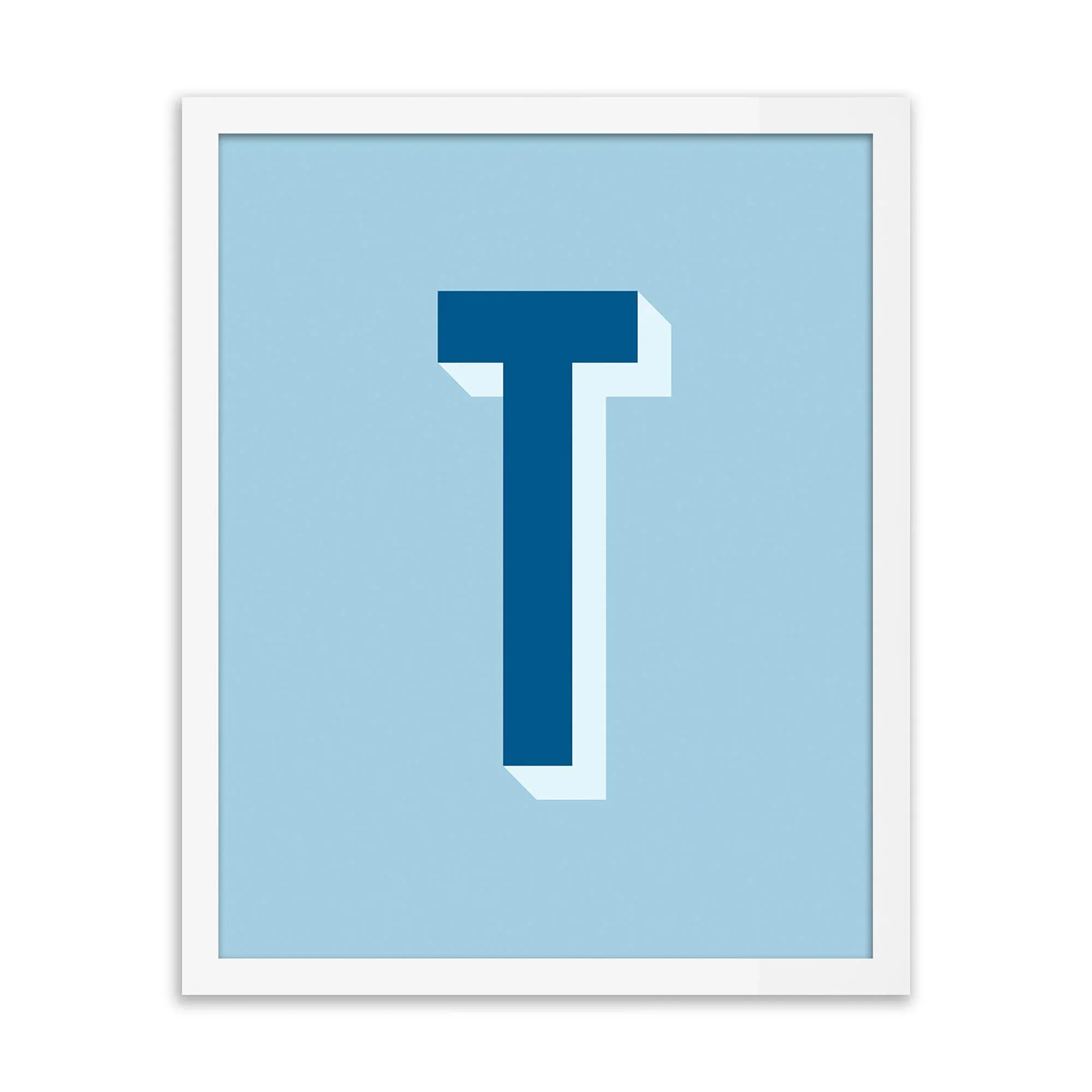 Alphabet Series in Blue, Letter T by Pencil & Paper in White Frame, XS ...
