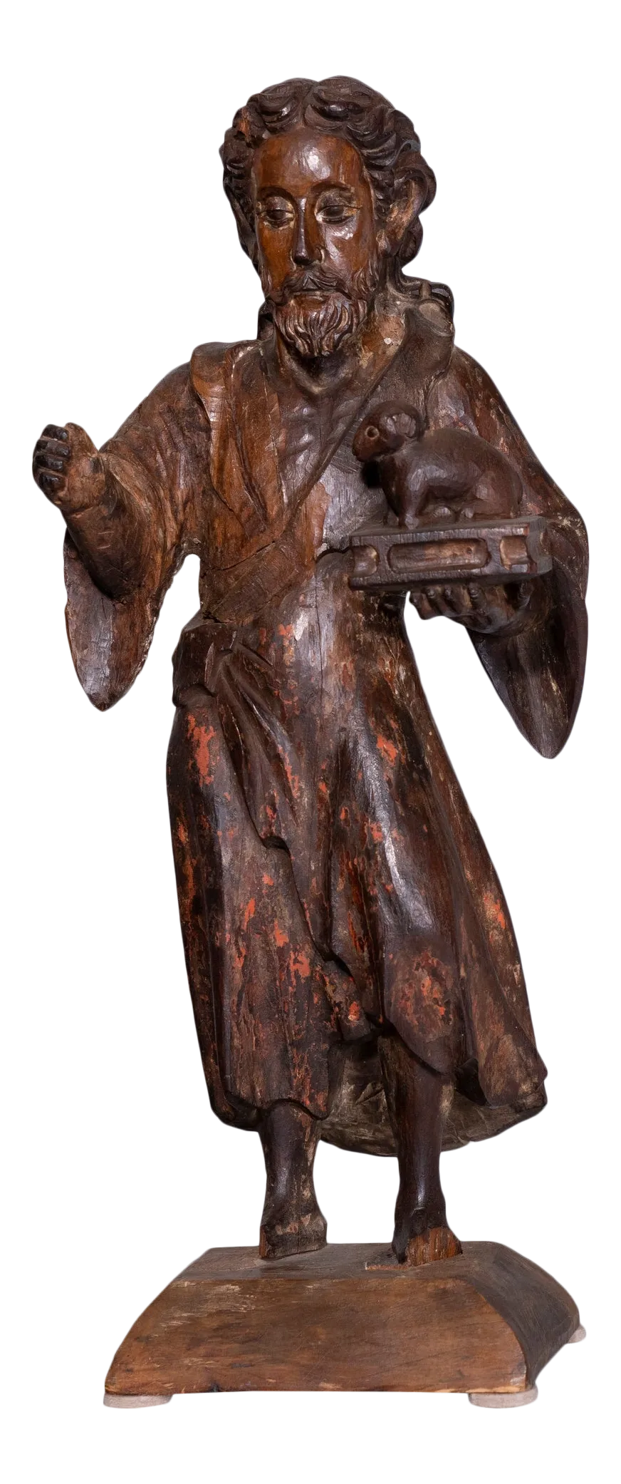 17th Century French Wooden Saint Figure | Chairish