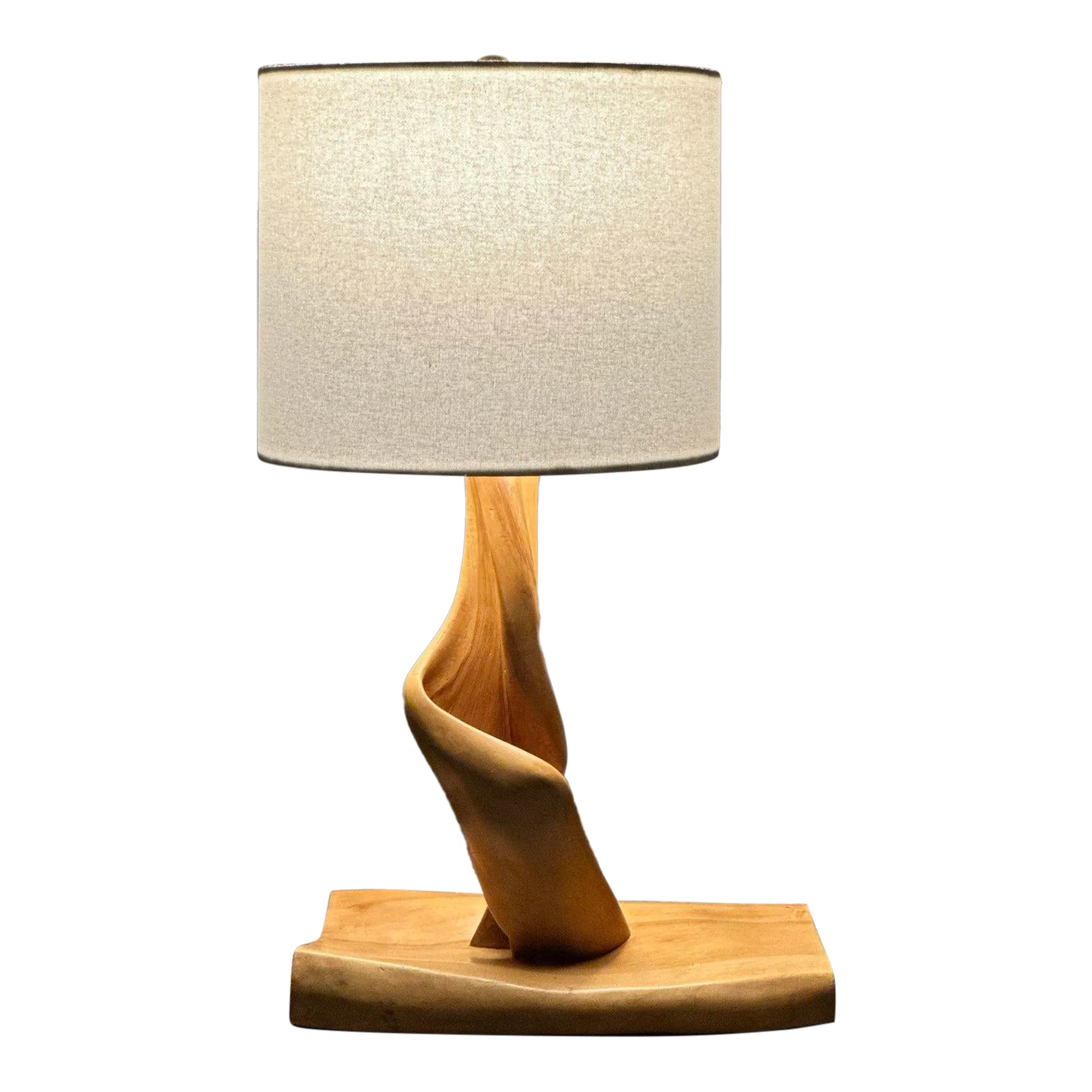 Vintage Folk Art Twisted Maple Table Lamp, Circa 1950s | Chairish