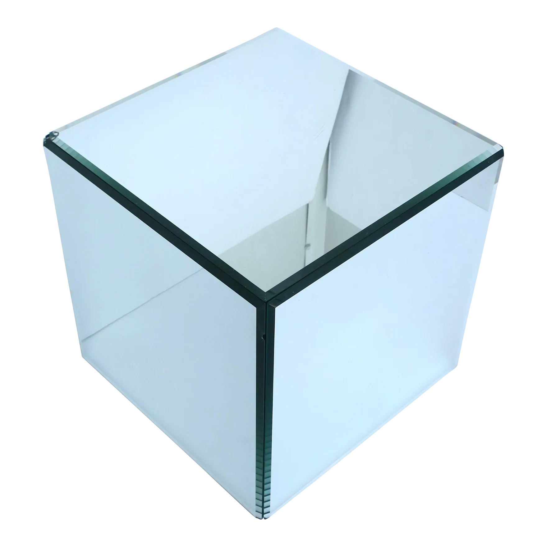 Mirror Cube Pedestal or End Side Drinks Table, Circa '70s Modern | Chairish