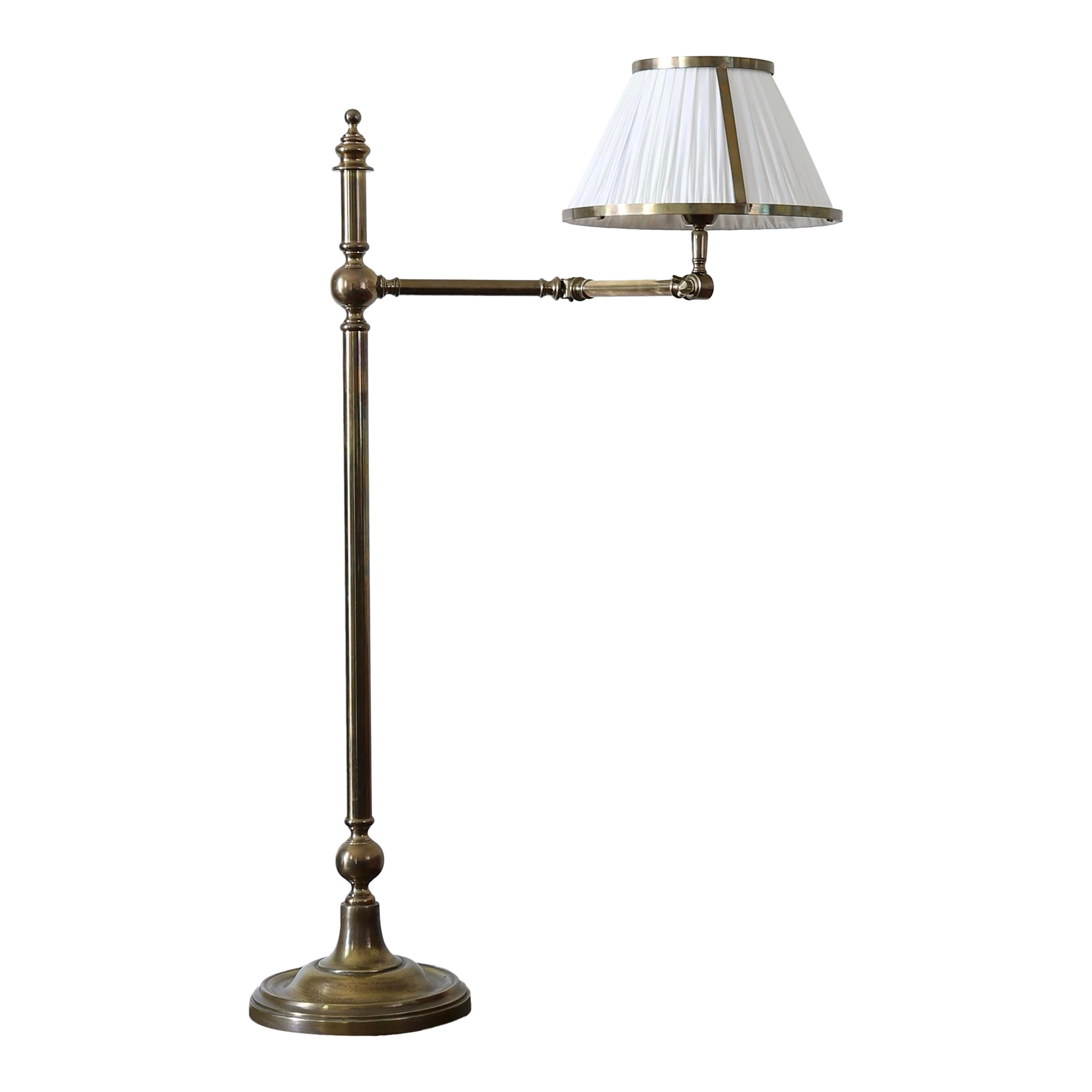 20th Century Edwardian Style Brass Library Reading Table Lamp | Chairish