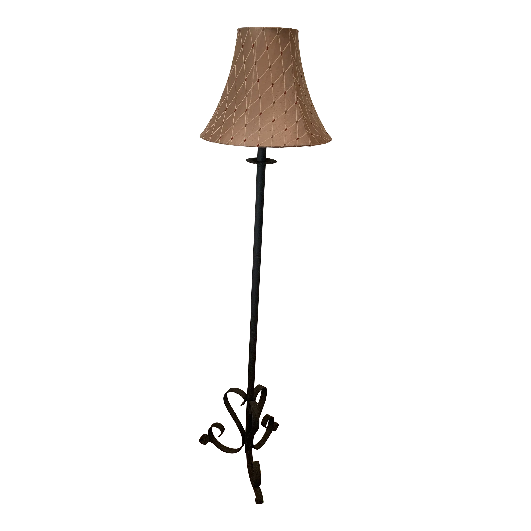 Vintage Late 20th Century Black Wrought Iron Floor Lamp | Chairish