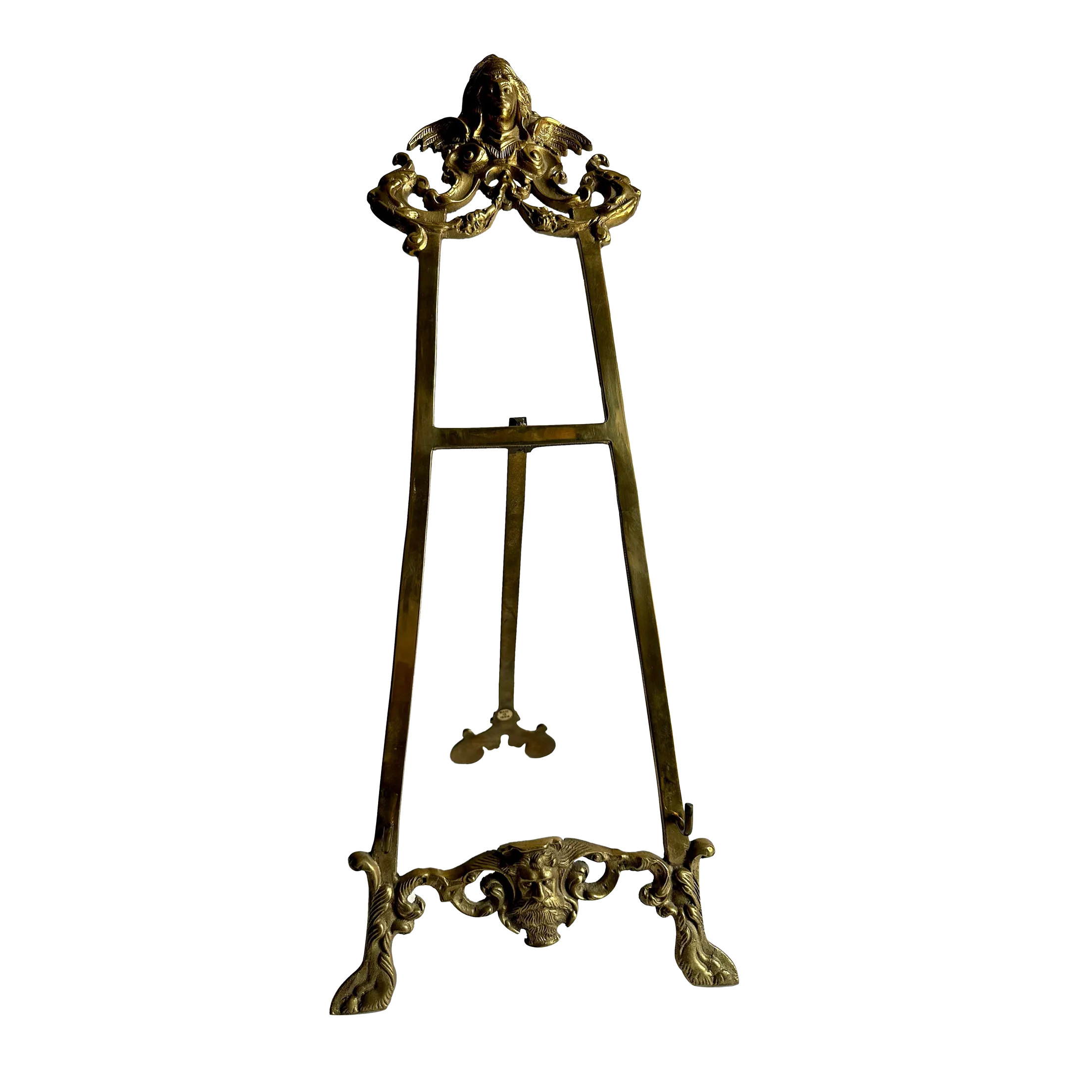 Vintage Ornate Large Solid Brass Rococo Style Easel With Figureheads ...