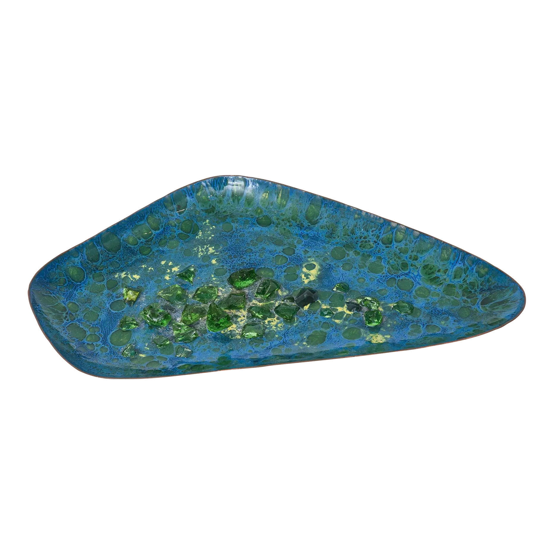 Vintage Myrana Eaton and E Brown Enamel Over Copper Bowl With Green ...