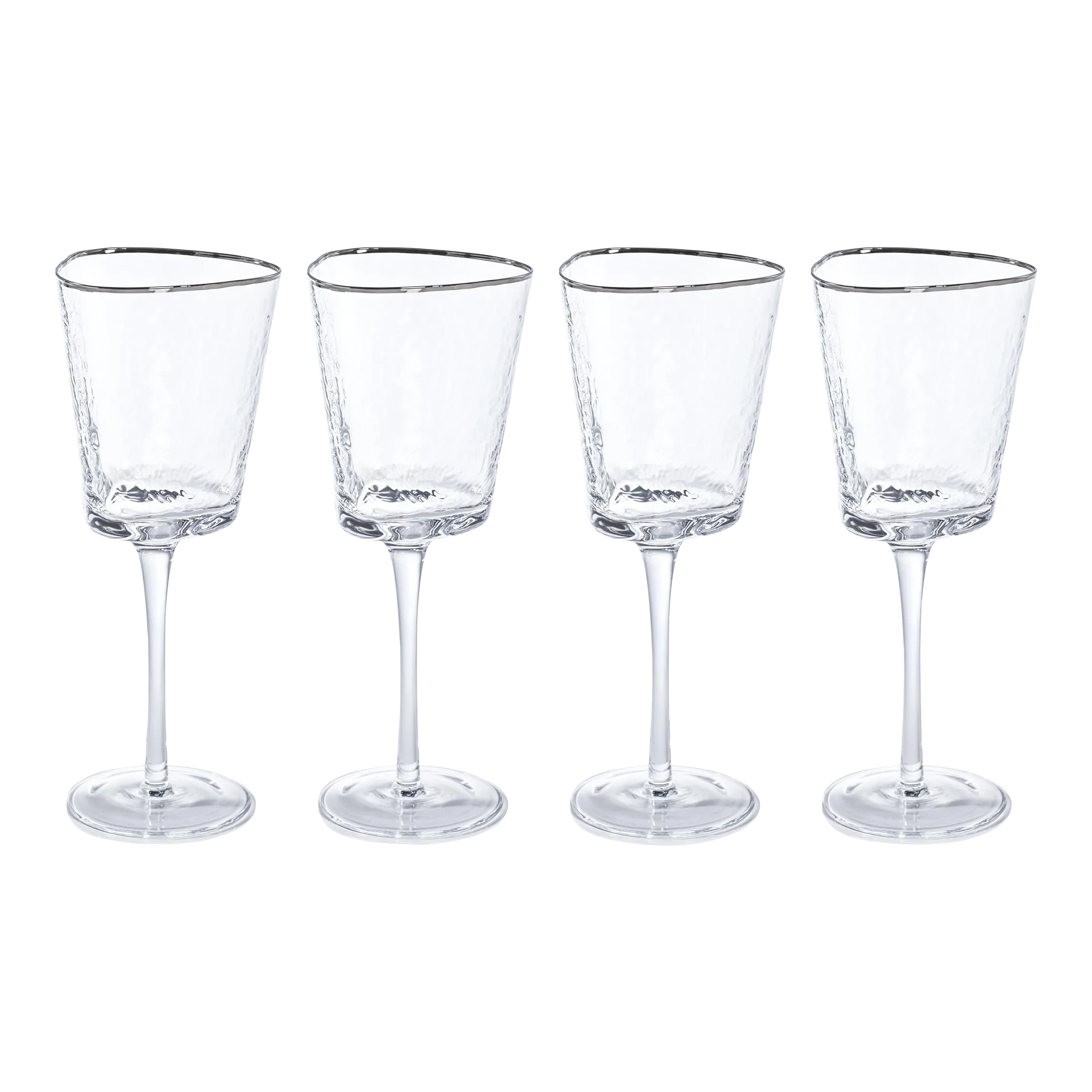 Kampari Triangular Wine Glasses with Platinum Rim, Set of 4 | Chairish