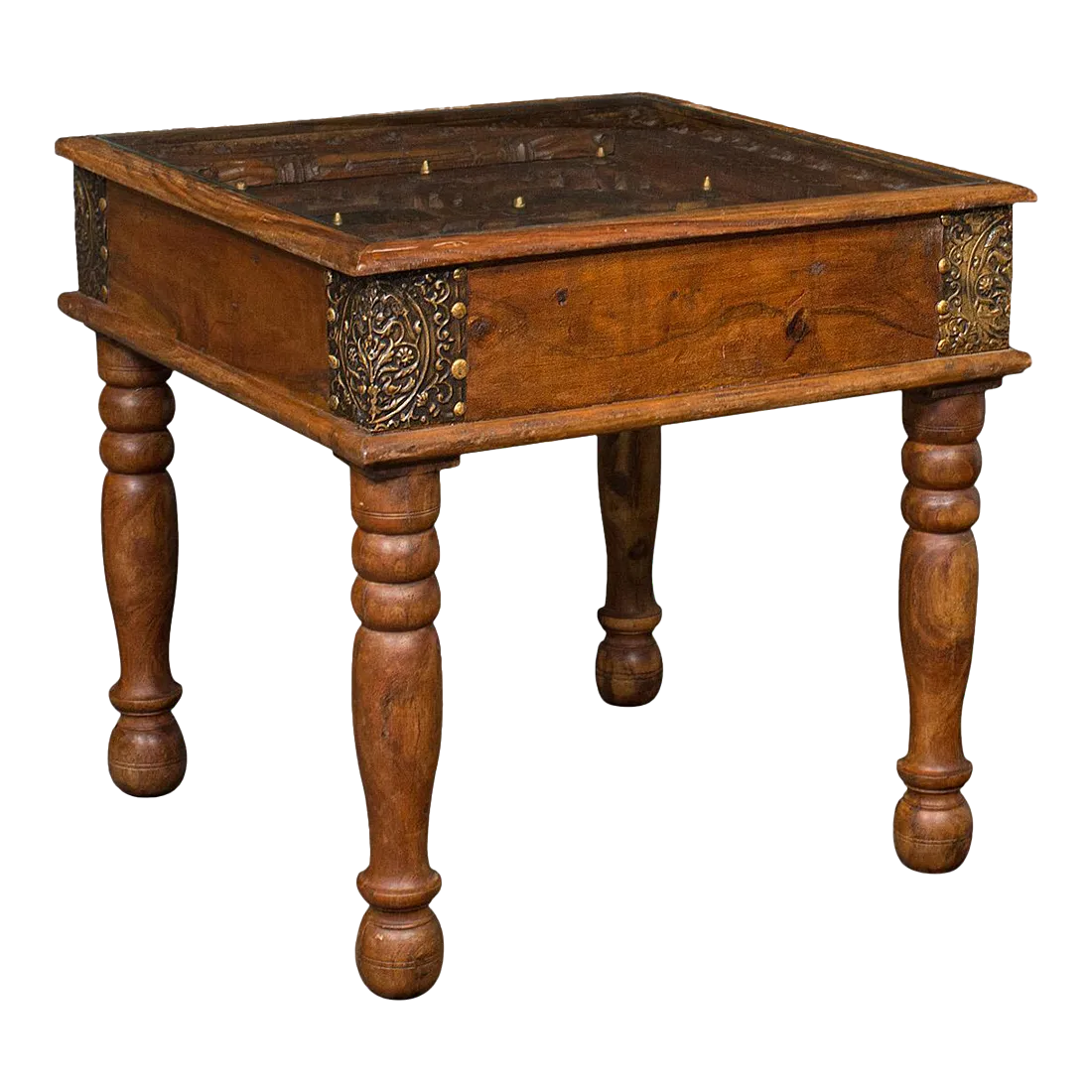 1940s Vintage Art Deco Glass Topped Spice Table | Chairish