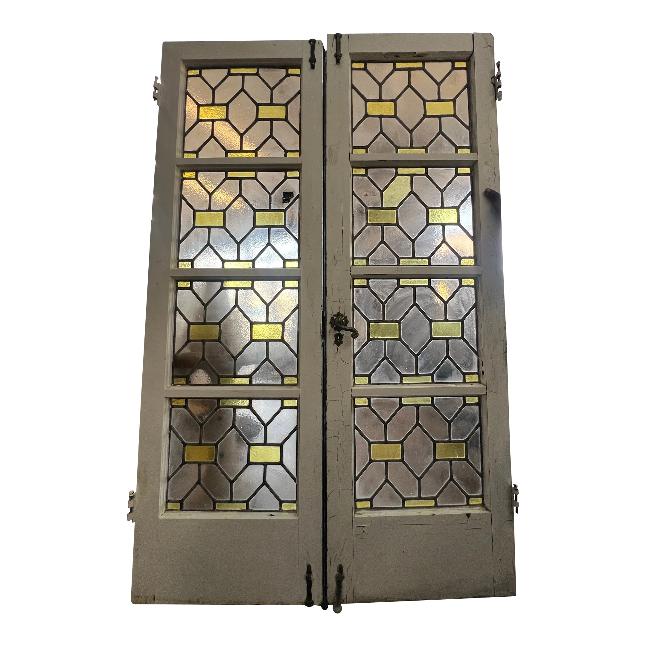 1920's Spanish Revival Stained Glass French Doors | Chairish