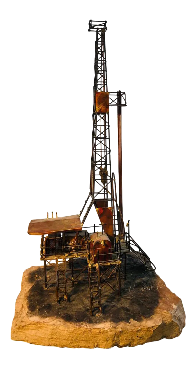 1980s Mid Century Brutalist Oil Rig Tower Sculpture | Chairish