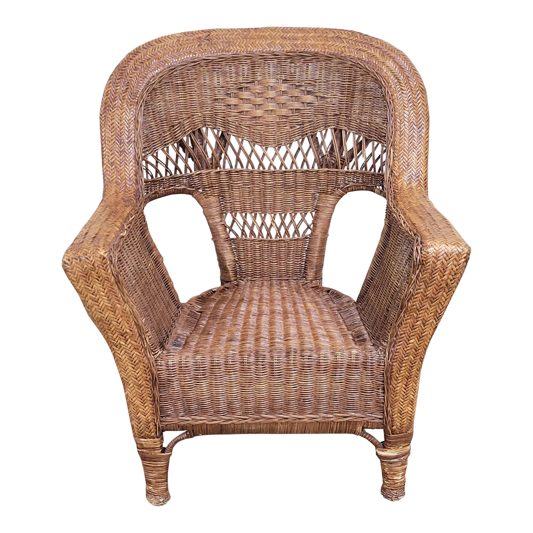 Willow Style Woven Wicker Outdoor Patio Sunroom Chair | Chairish