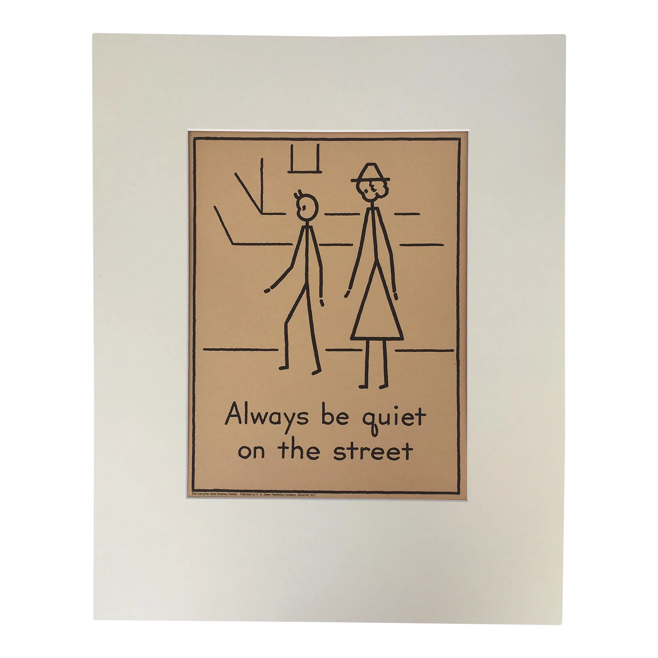 1940s "Good Manners" Double-Sided Stick Figure Poster | Chairish