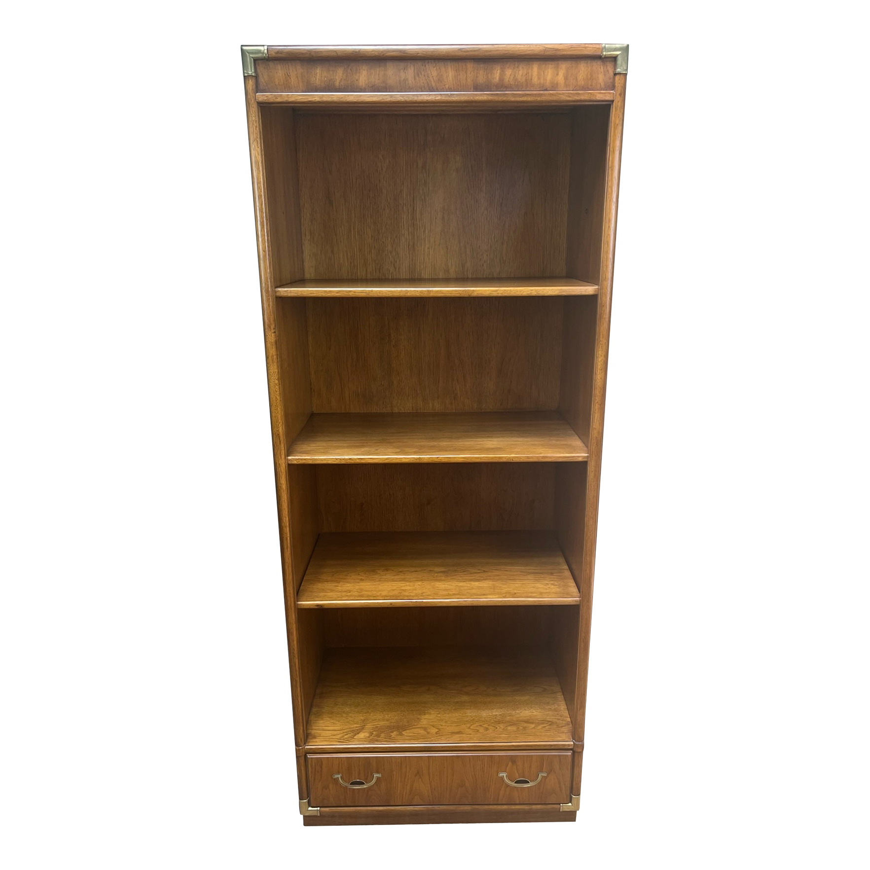 1970s Drexel Heritage Accolade Campaign Style Corner Bookcase | Chairish