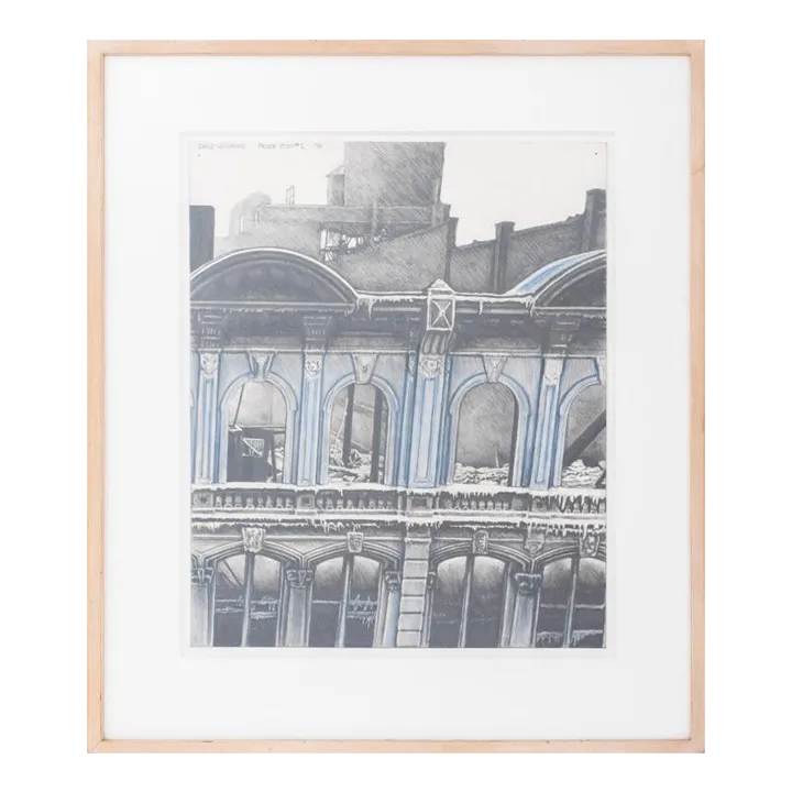 David Hendricks "Facade #2" Pencil on Paper, 1981 | Chairish