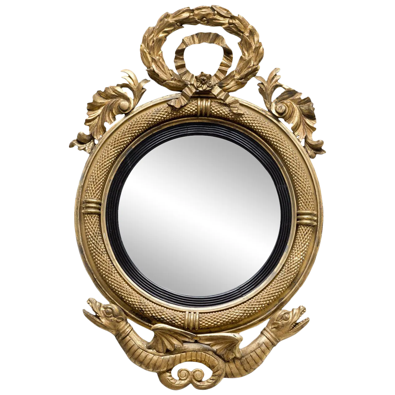 American Federal Giltwood Convex Mirror, circa 1810 | Chairish