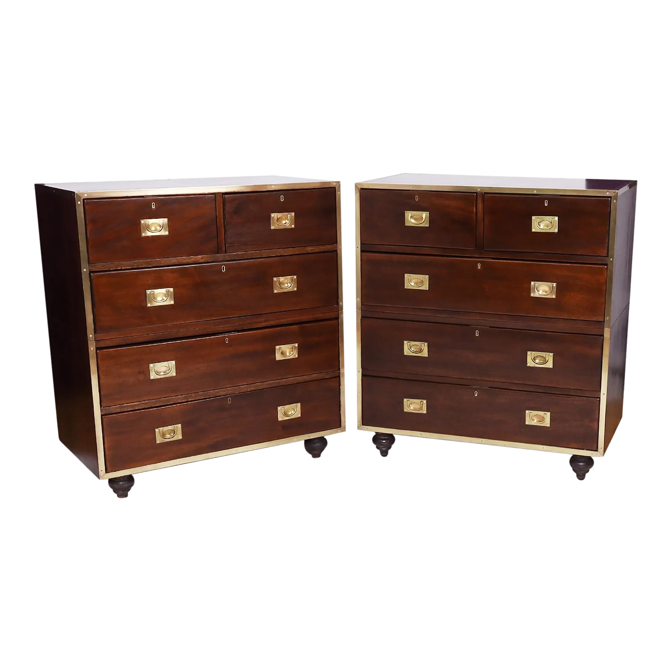 Antique Pair of English Campaign Chests | Chairish