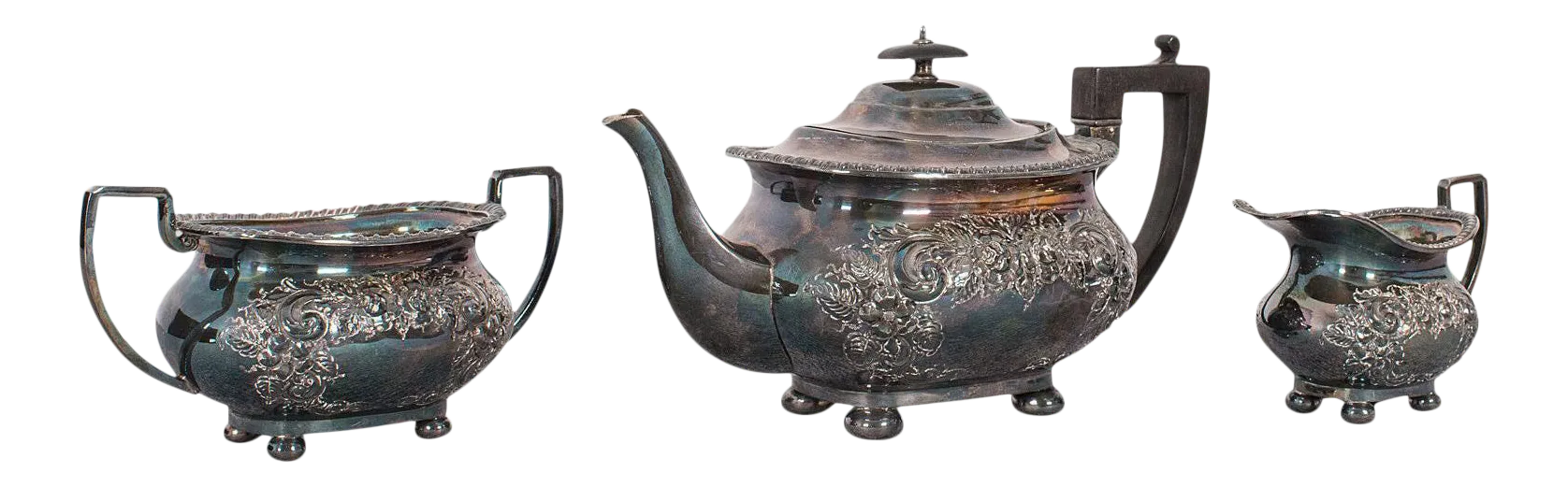 Edwardian Sliver Plated Antique Tea Service Set - 3 Pieces | Chairish