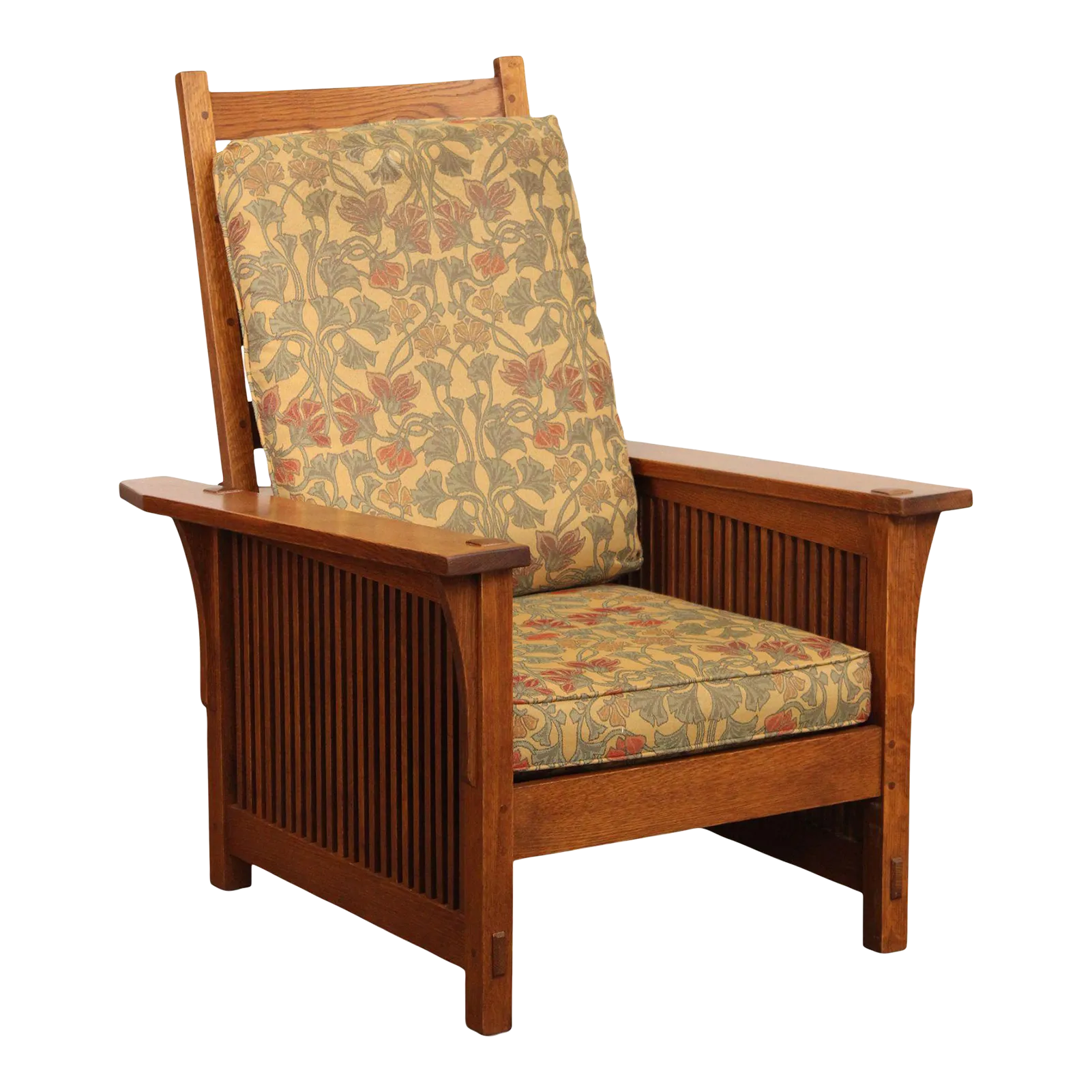 Stickley Mission Collection Oak Compact Spindle Morris Chair | Chairish