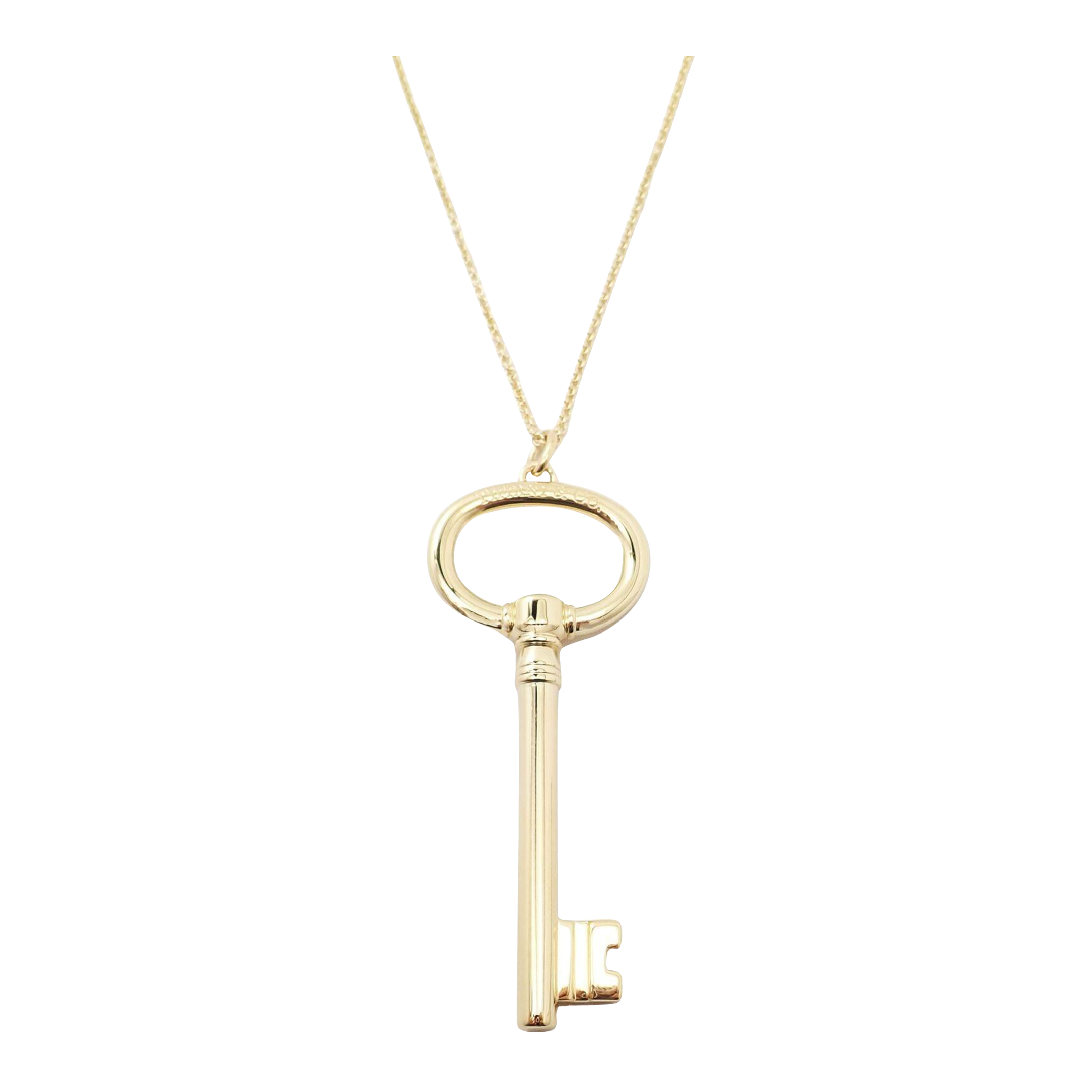 Tiffany & Co. 18k Yellow Gold Oval Key Pendant Necklace | Chairish