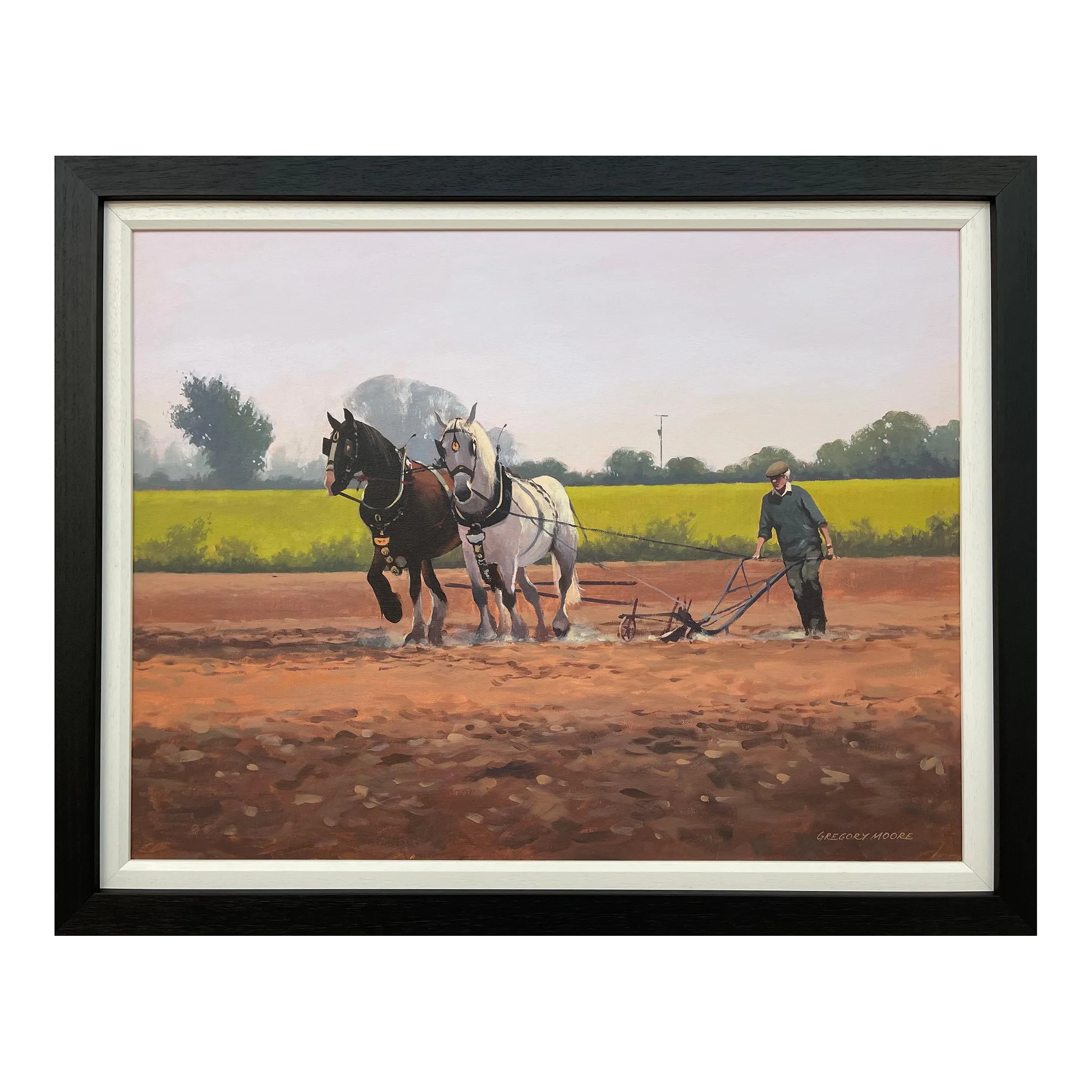 Gregory Moore, Horses with Farmer & Plough in Ireland Countryside by ...