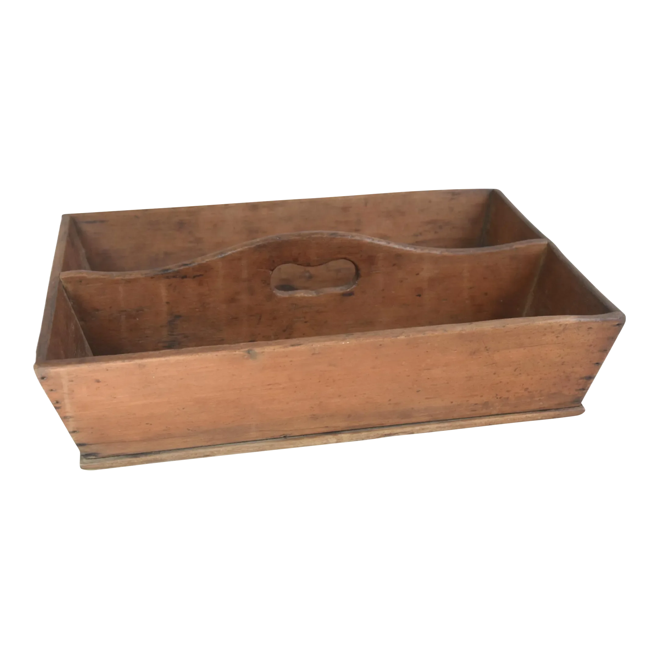 Antique Handmade French Wood Tote Caddy W/ Handle & Tapered Sides ...