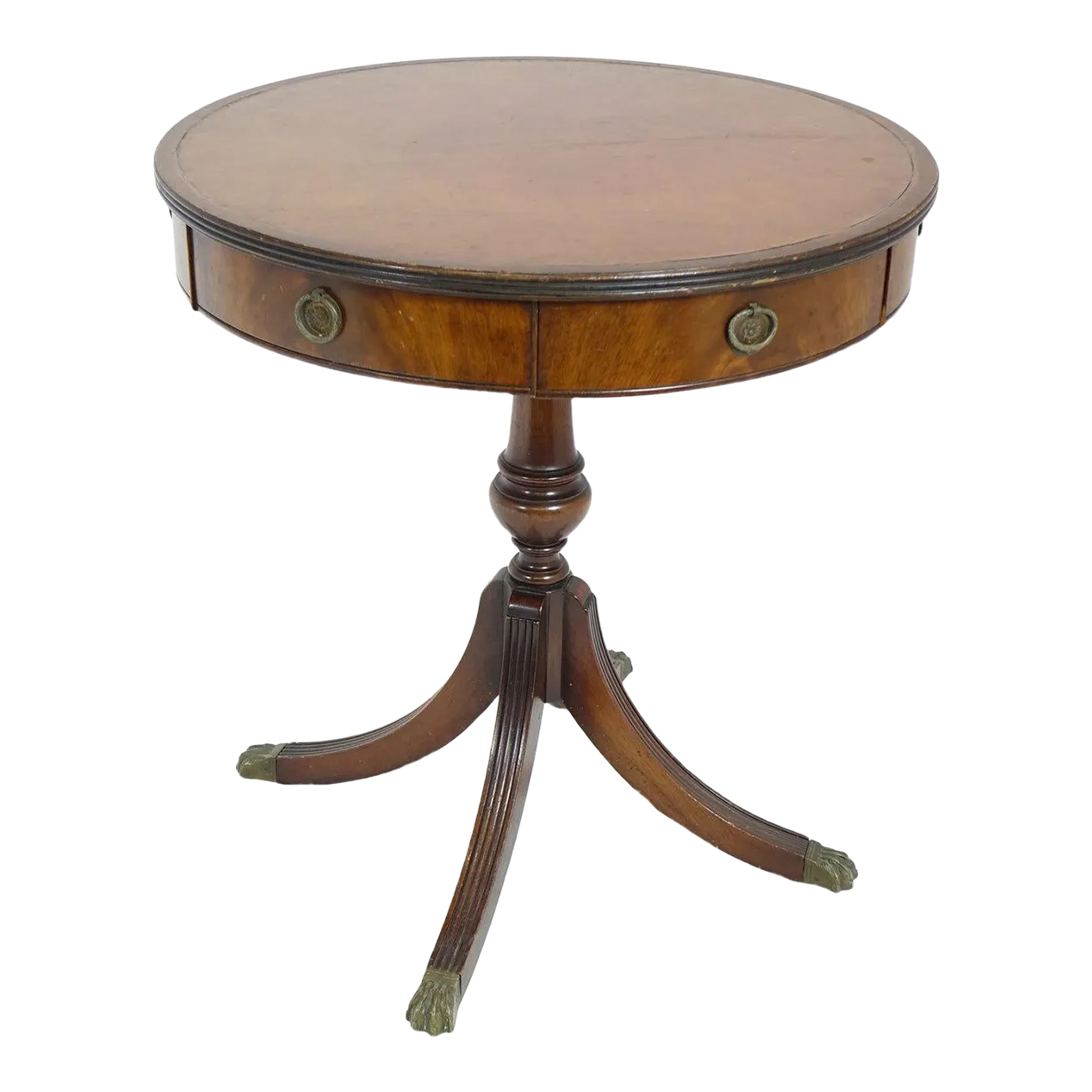 Mid 20th Century Wood Round Table With Drawers | Chairish