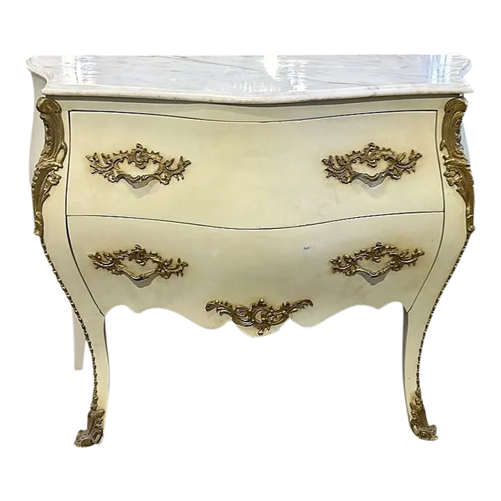 French White Victorian Commode Furniture | Chairish