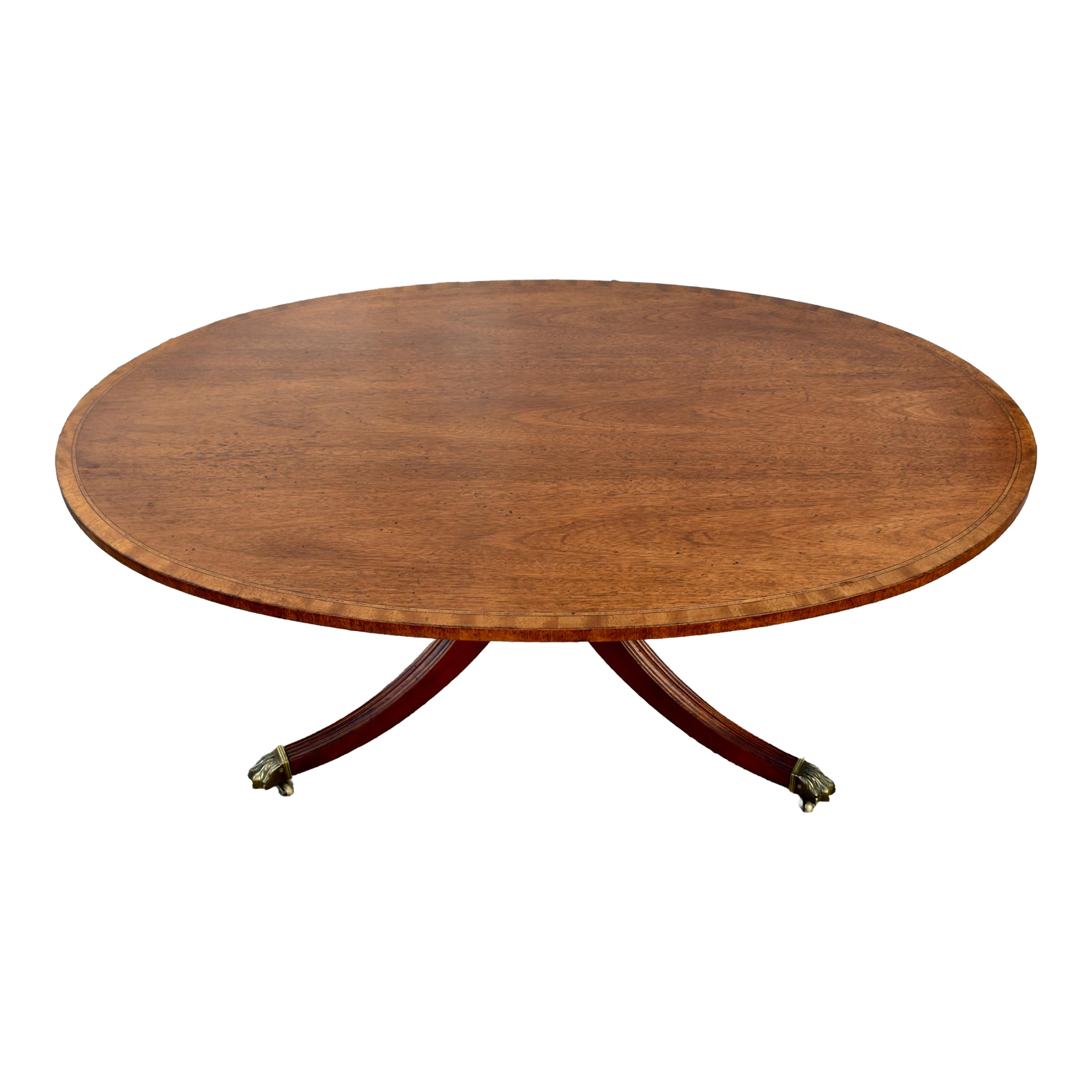Vintage Council Inlaid Mahogany Oval Coffee Table W/Brass Capped Feet ...