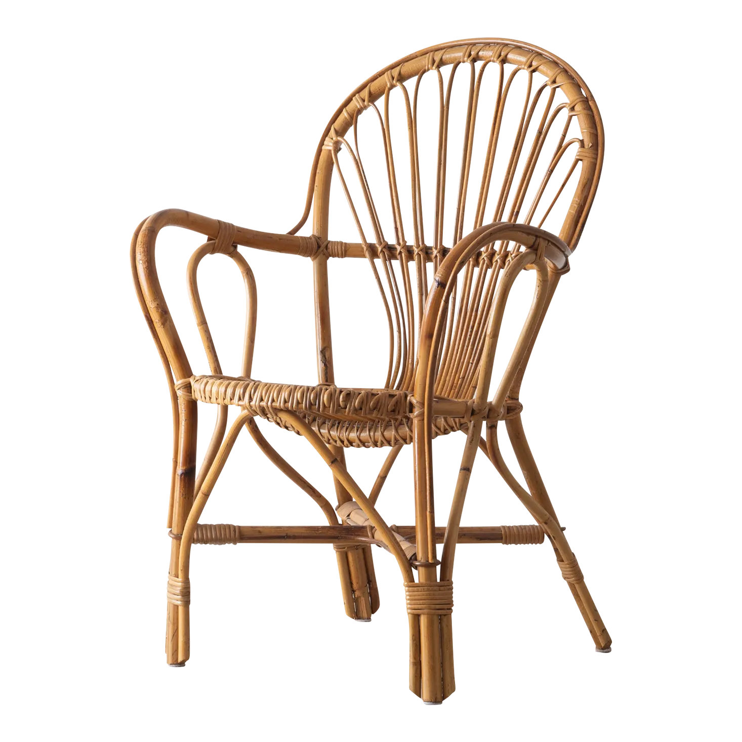 Bamboo & Rattan Peacock Accent Arm Chair by Rosenthal Netter Made in ...