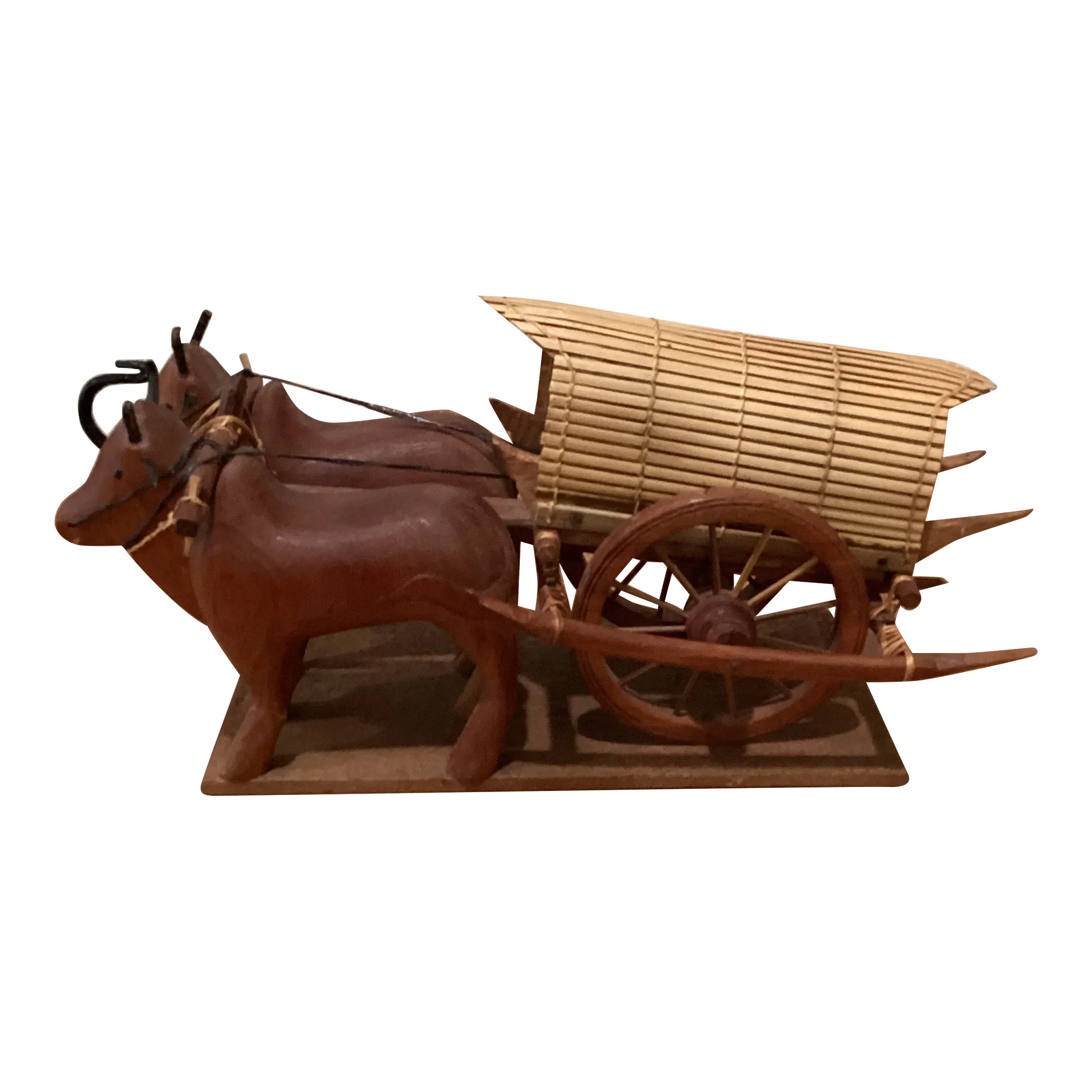 Late 19th Century Japanese Carved Wooden Ox Oxen Drawn Tumbril Cart ...