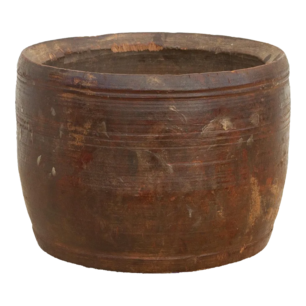 Aged Brown Vintage Textured Naga Rice Bowl | Chairish