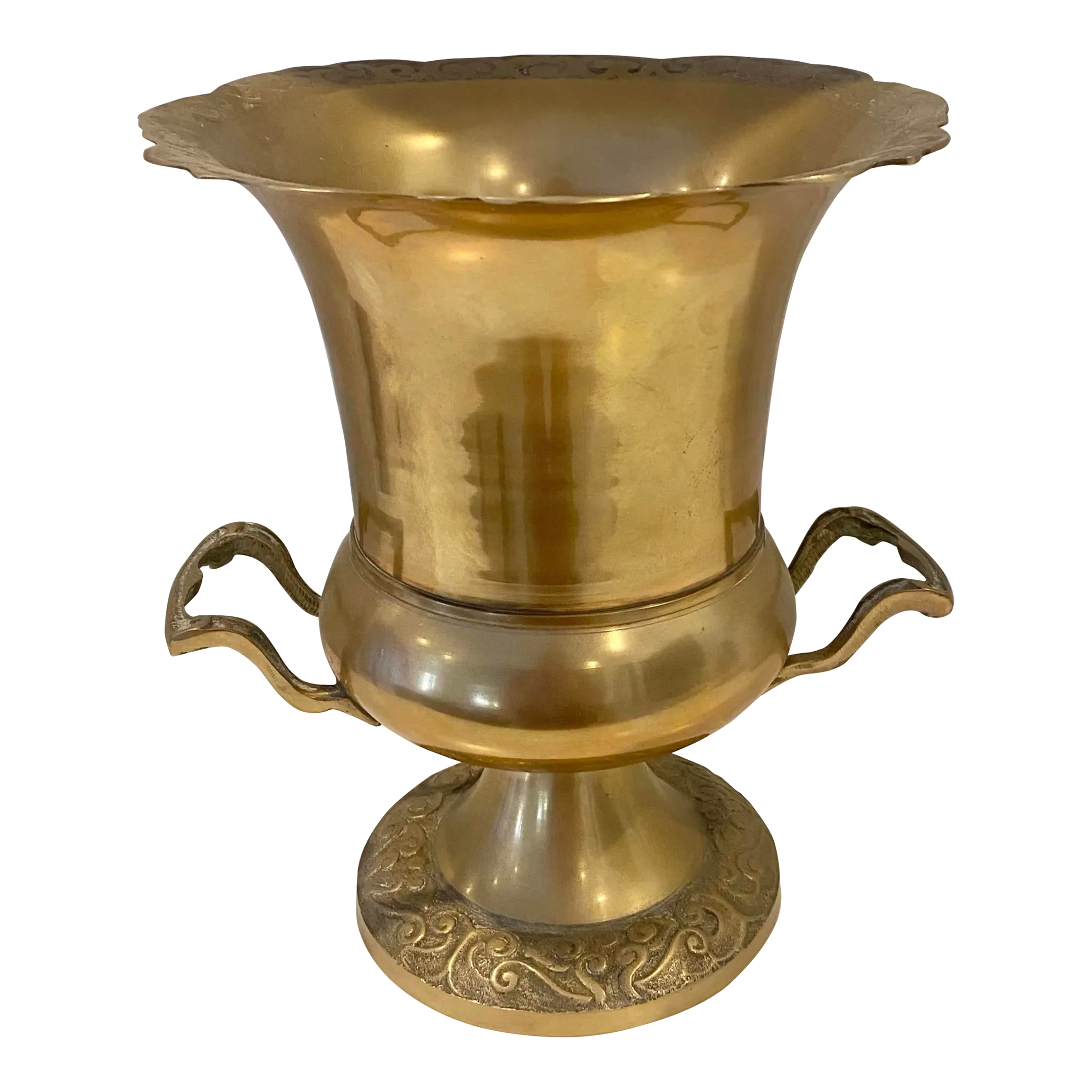 Vintage Hollywood Regency Polished Brass Urn Champagne Bucket | Chairish