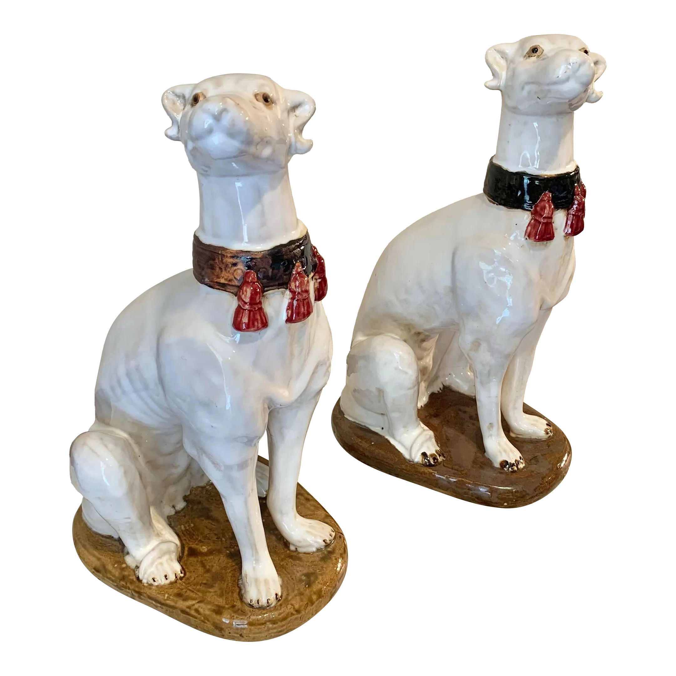 Mid 20th Century Italian Ceramic Whippet Sculptures - a Pair | Chairish