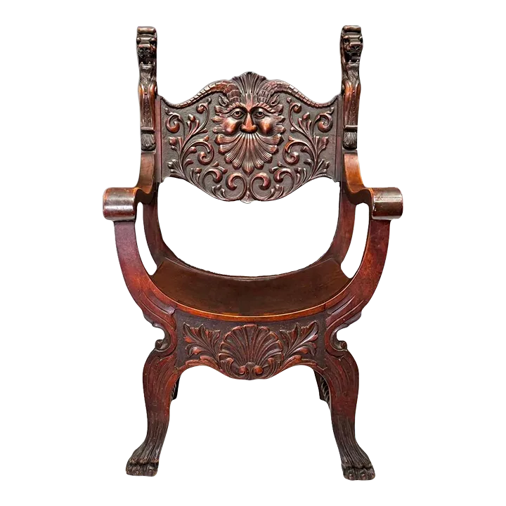 19th Century Walnut Savonarola North Wind Chair by Stomps-Burchardt ...